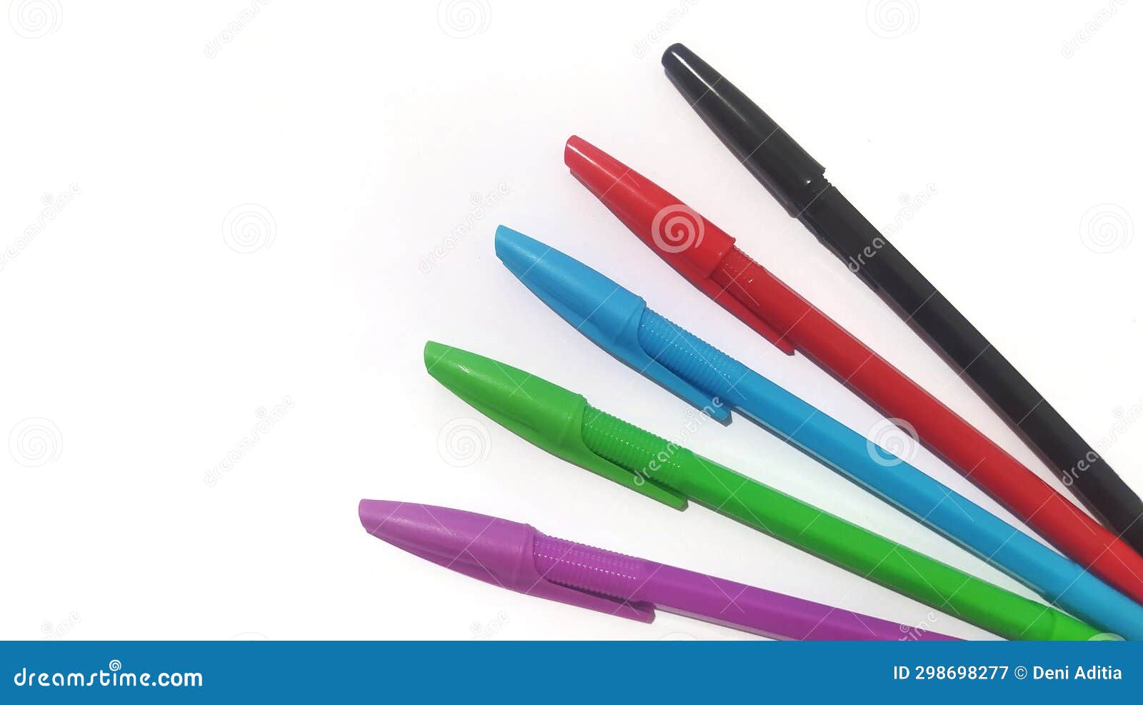 Colourful Pens Isolated on White Background. Stock Image - Image of ...