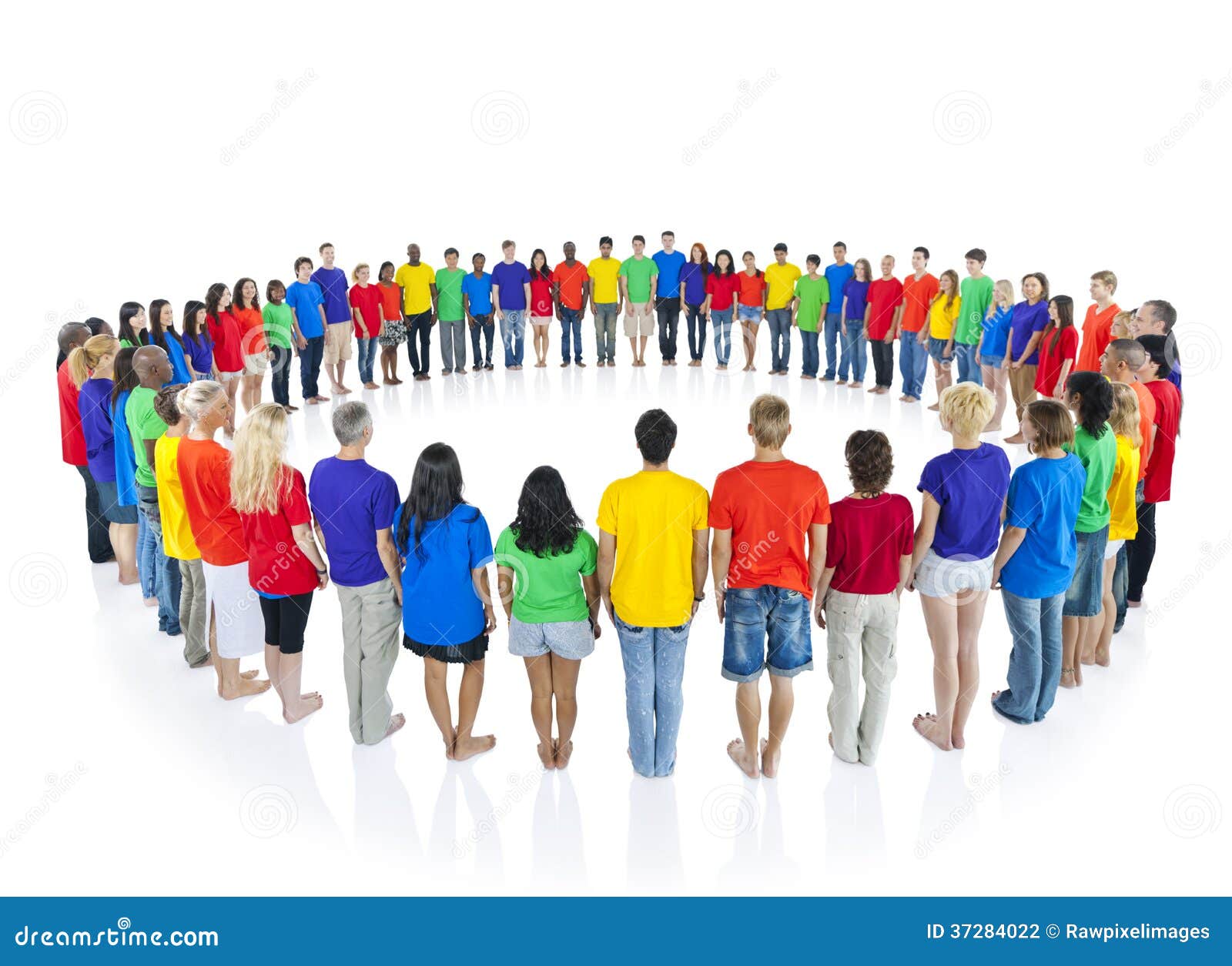 Colourful People in a Circle Stock Photo - Image of adolescence ...