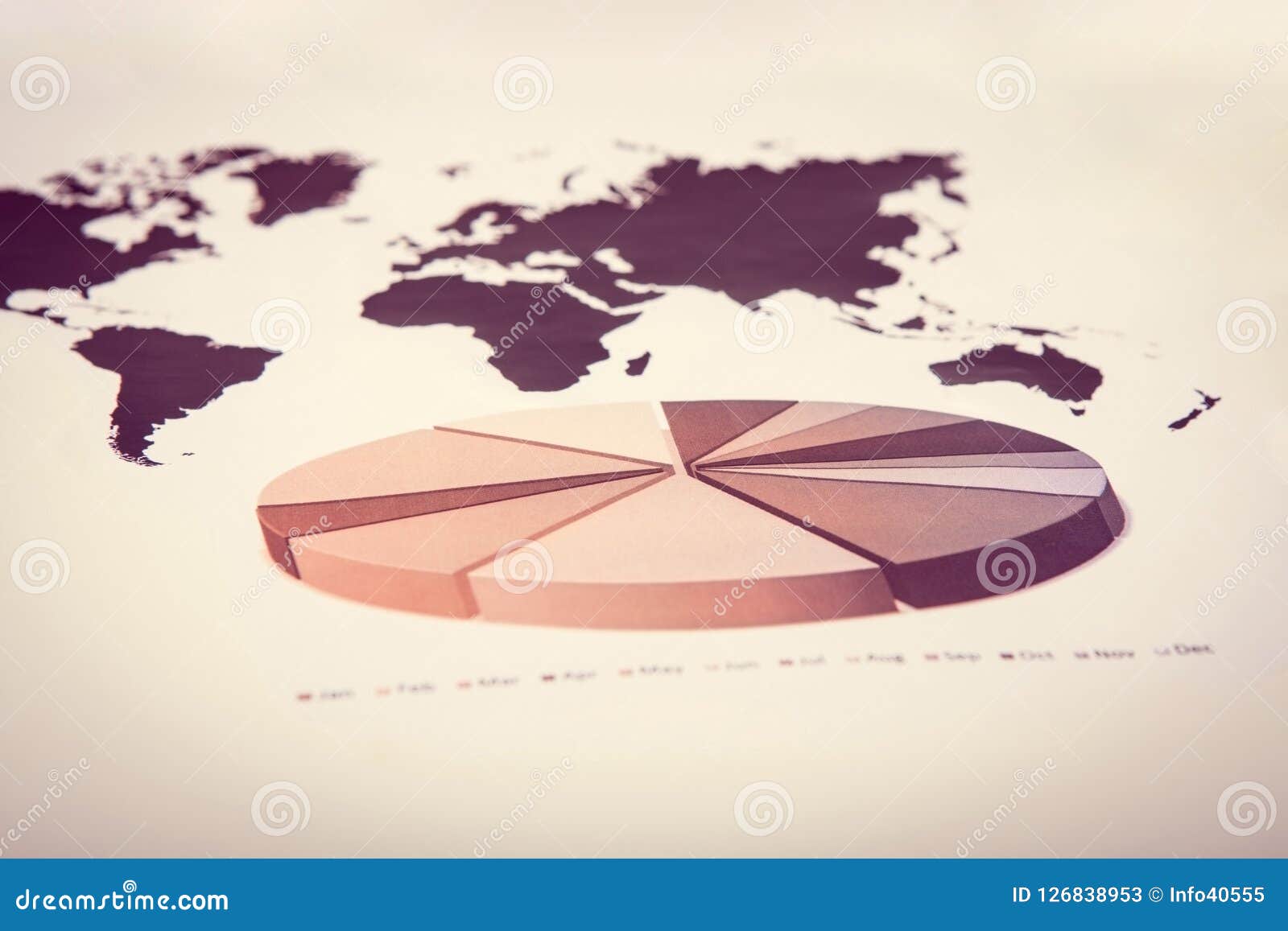 Pie chart with world map stock image. Image of number - 126838953
