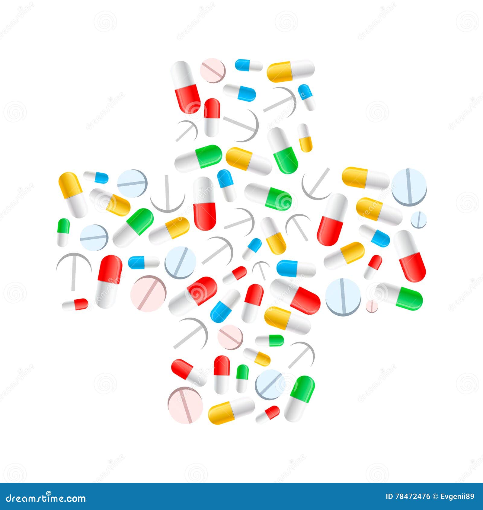 Colourful Pills in Cross Shape Isolated on White Stock Vector ...