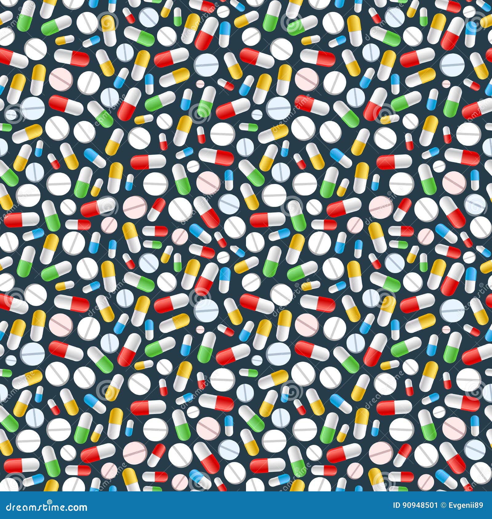 Colourful Pills on Dark Background, Seamless Pattern Stock Vector ...