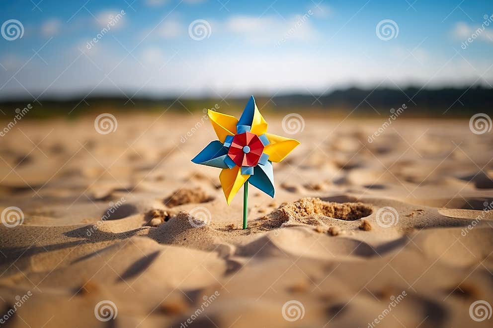 A Colourful Pinwheel in the Sand Generated by Artificial Intelligence ...