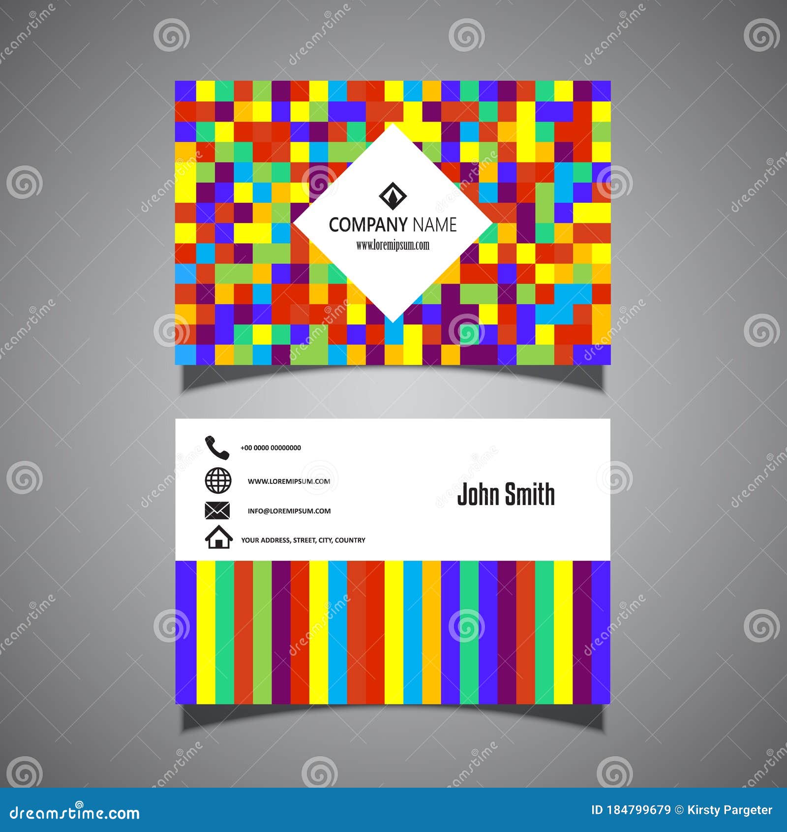 Colourful Pixel Business Card Design Stock Vector - Illustration of ...