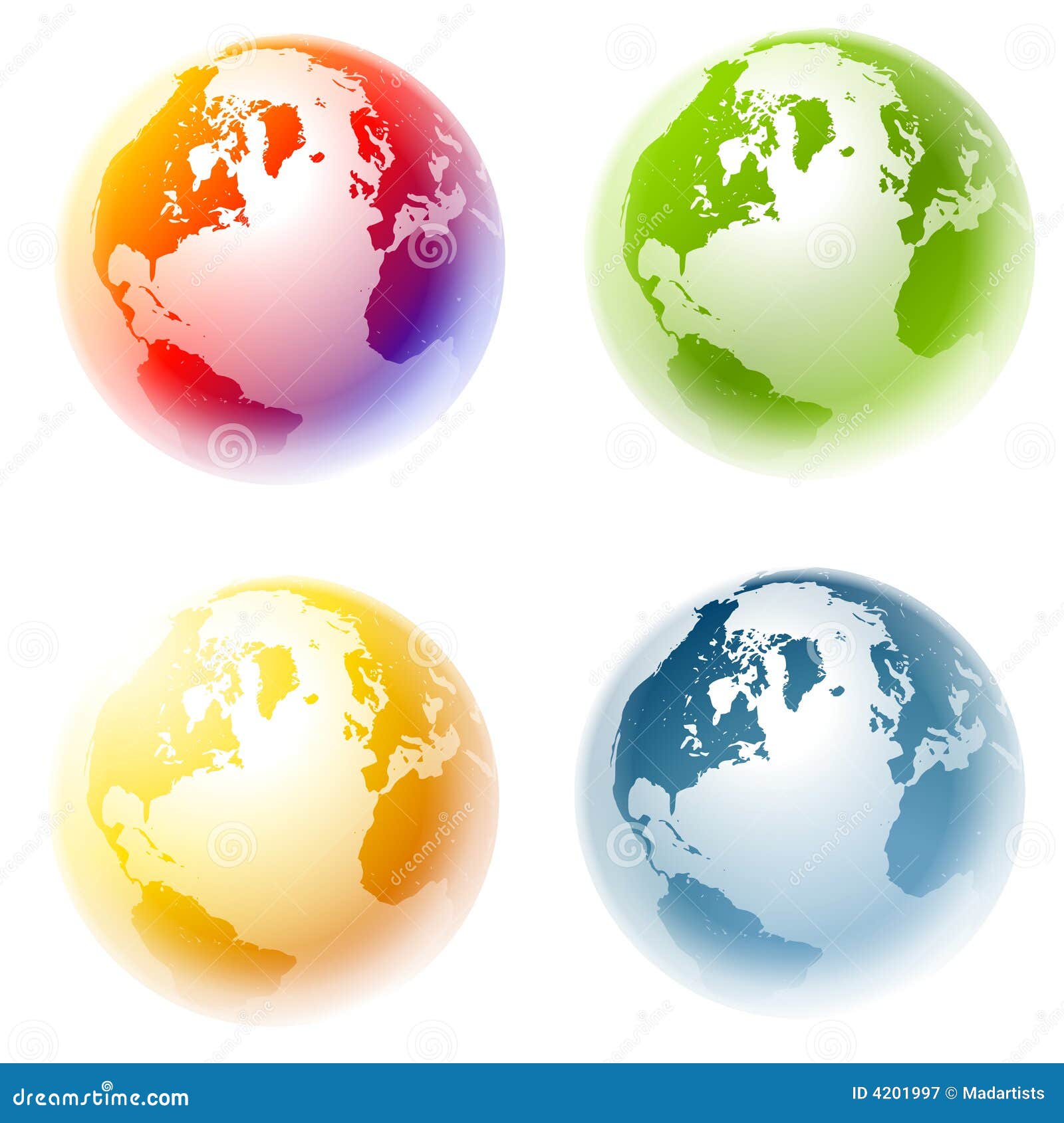Colourful Planet Earth Globes Stock Illustration - Illustration of ...