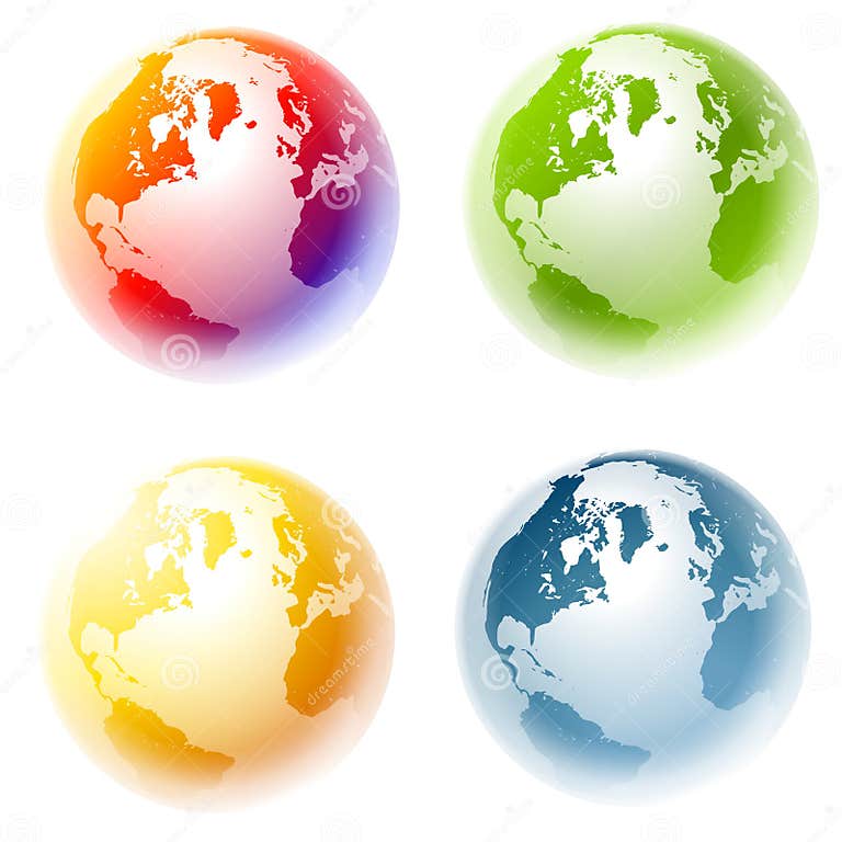 Colourful Planet Earth Globes Stock Illustration - Illustration of ...