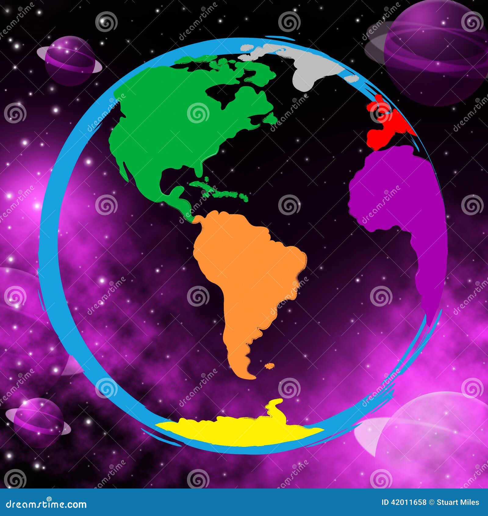 Colourful Planets Shows Solar System and Globalise Stock Illustration ...