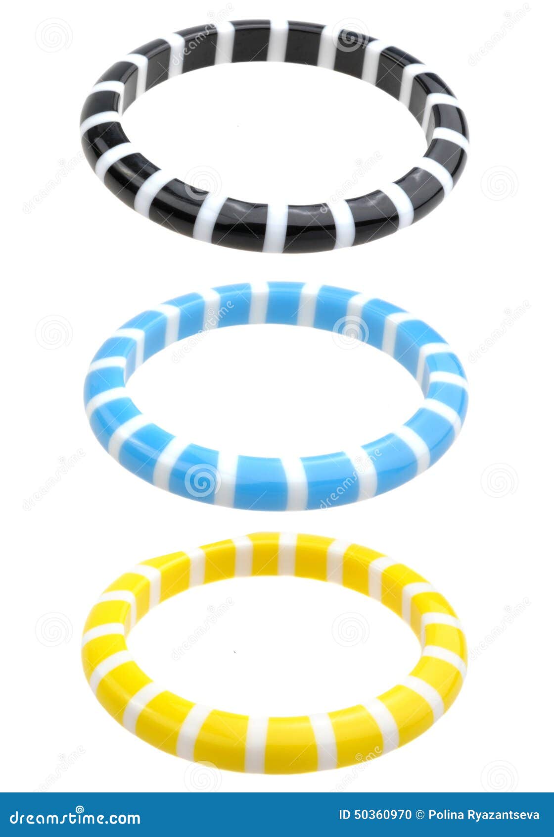 Colourful Plastic Bracelets Isolated on White Stock Photo - Image of ...