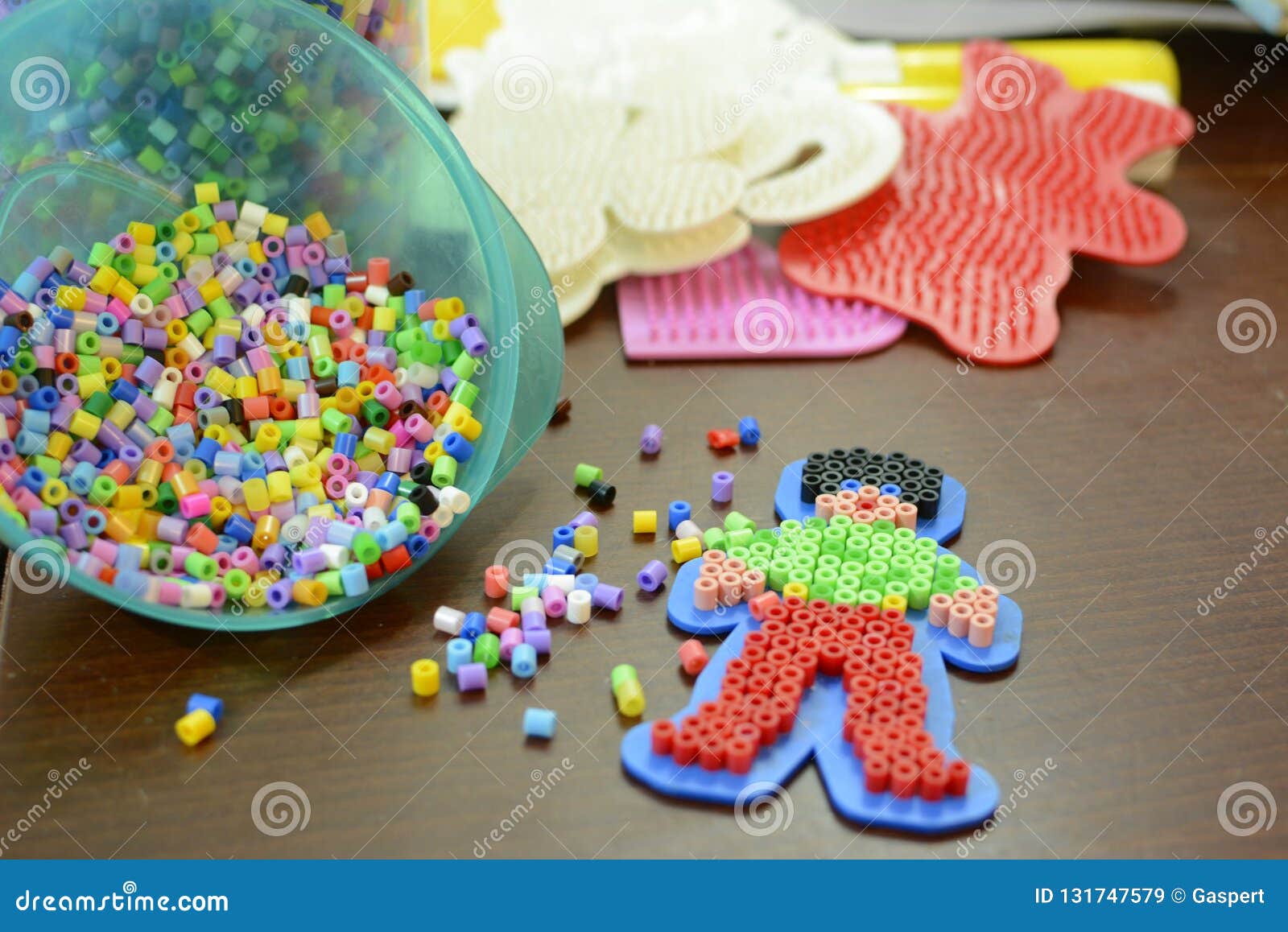Colourful Plastic Hama Pearls Stock Image - Image of child, decoration ...