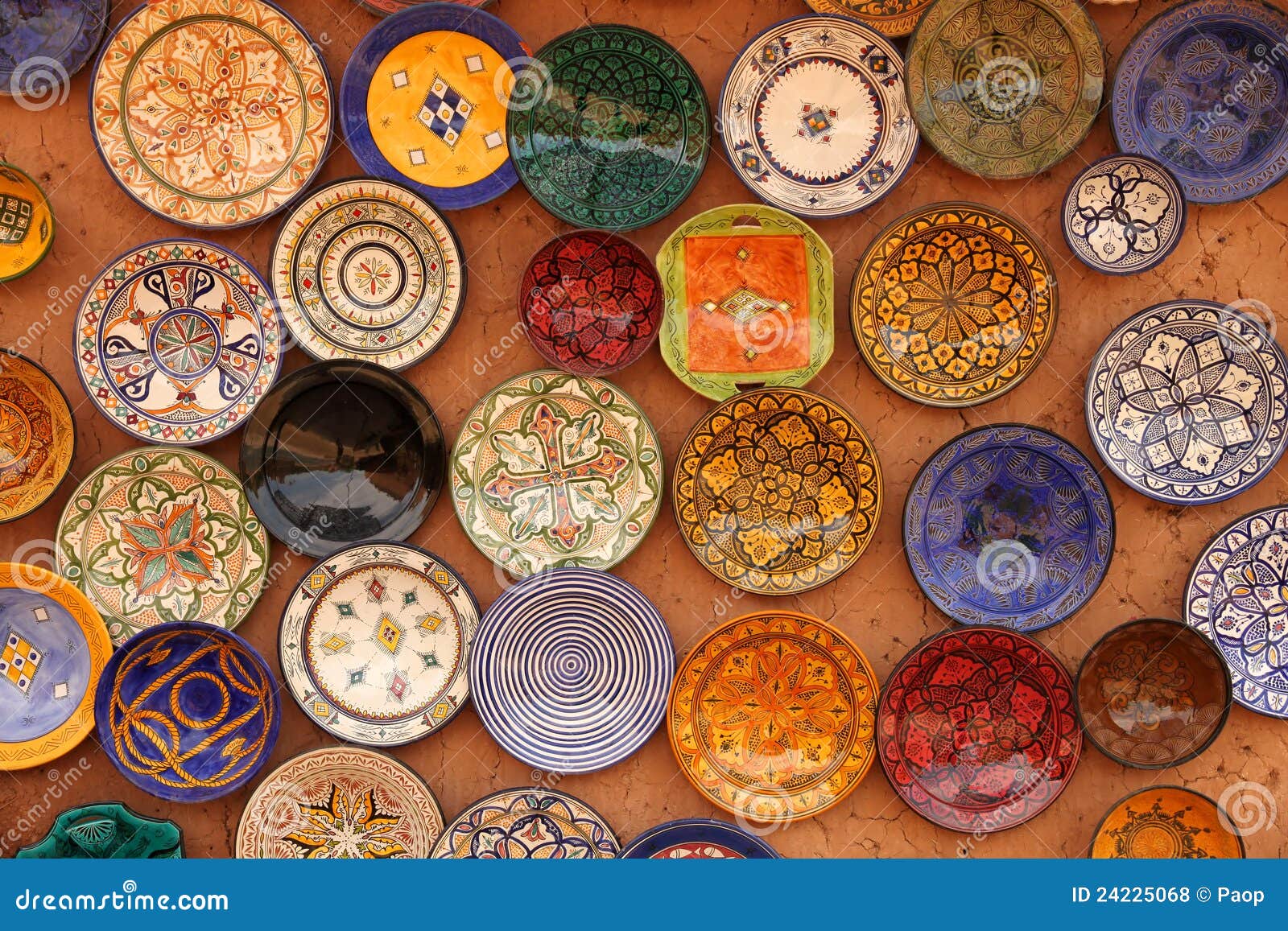 Colourful plates on sale stock photo. Image of homemade - 24225068