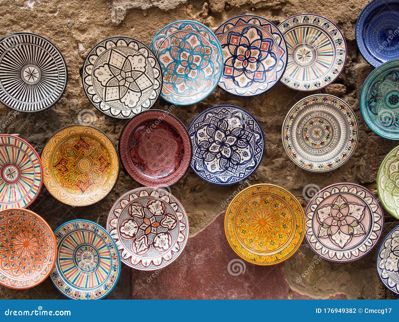 Colourful plates, Morocco stock photo. Image of ceramic - 176949382