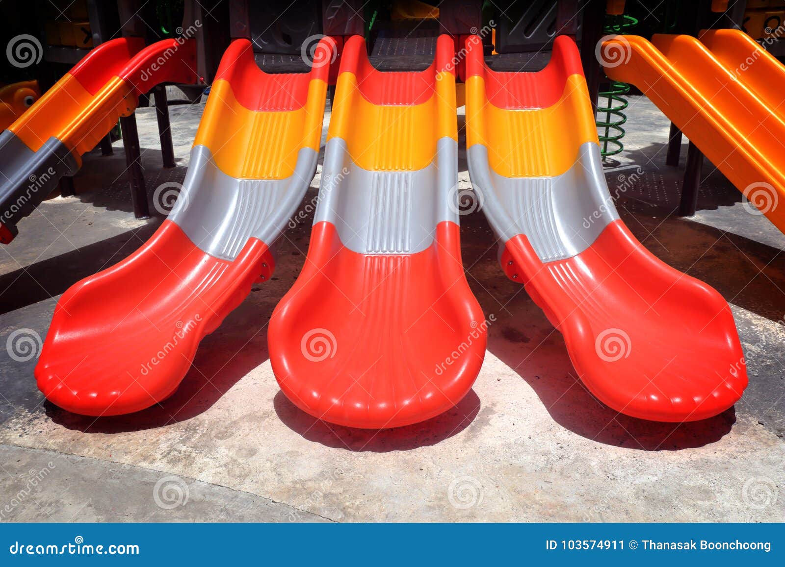 Colourful of Playground Slides for Children Stock Image - Image of ...