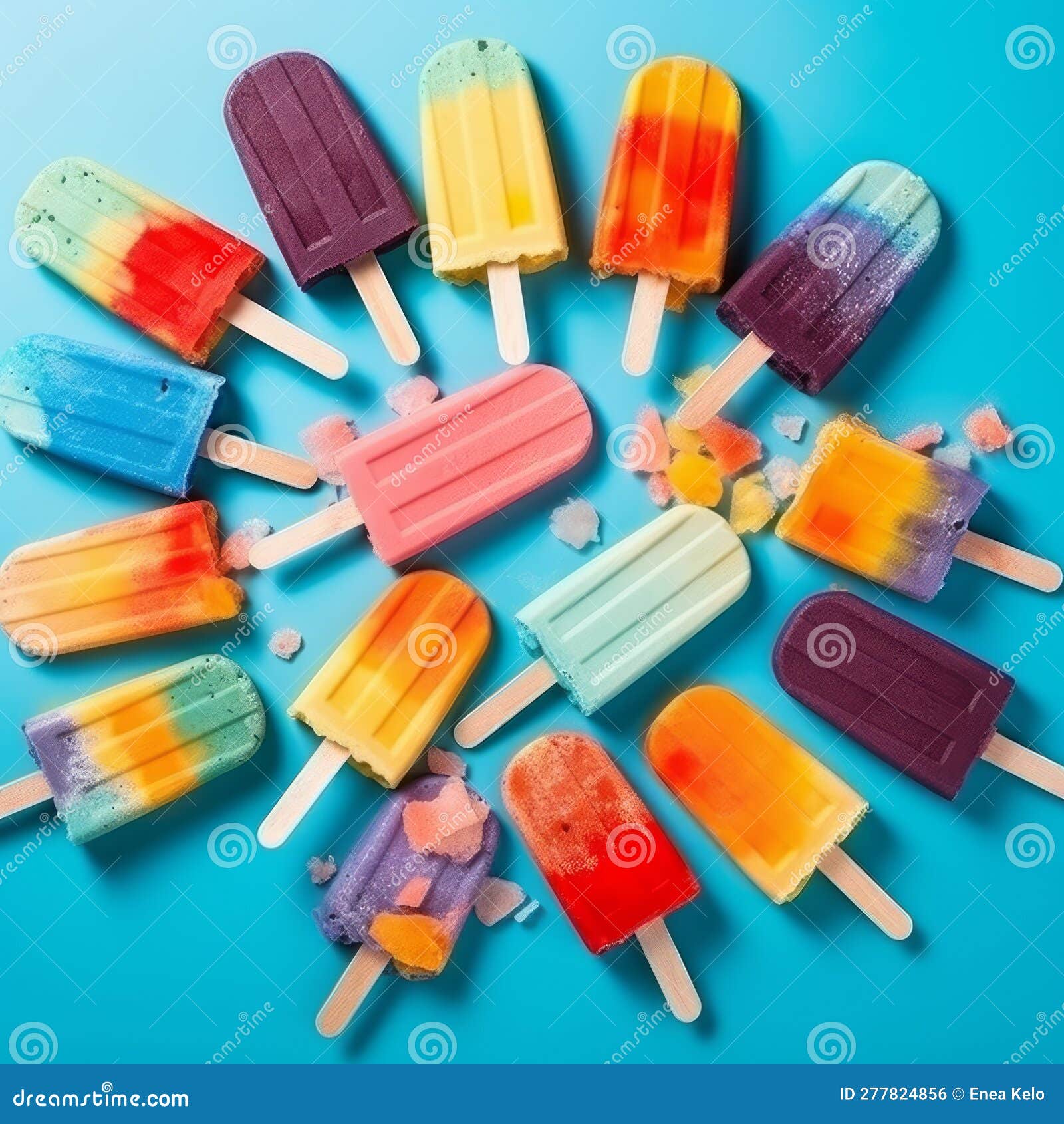 Colourful Popsicles on a Blue Background Stock Illustration ...