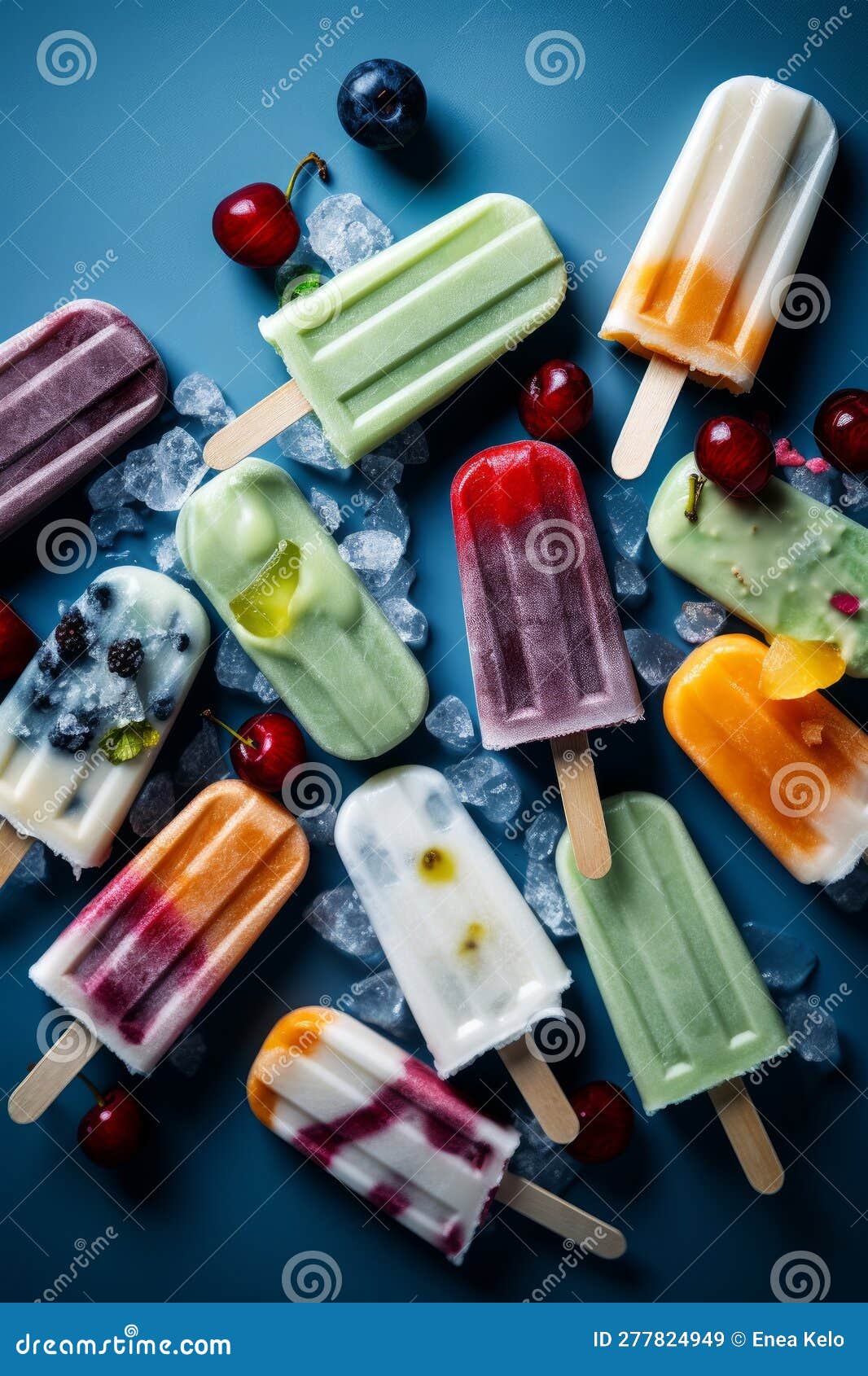 Colourful Popsicles on a Blue Background Stock Illustration ...
