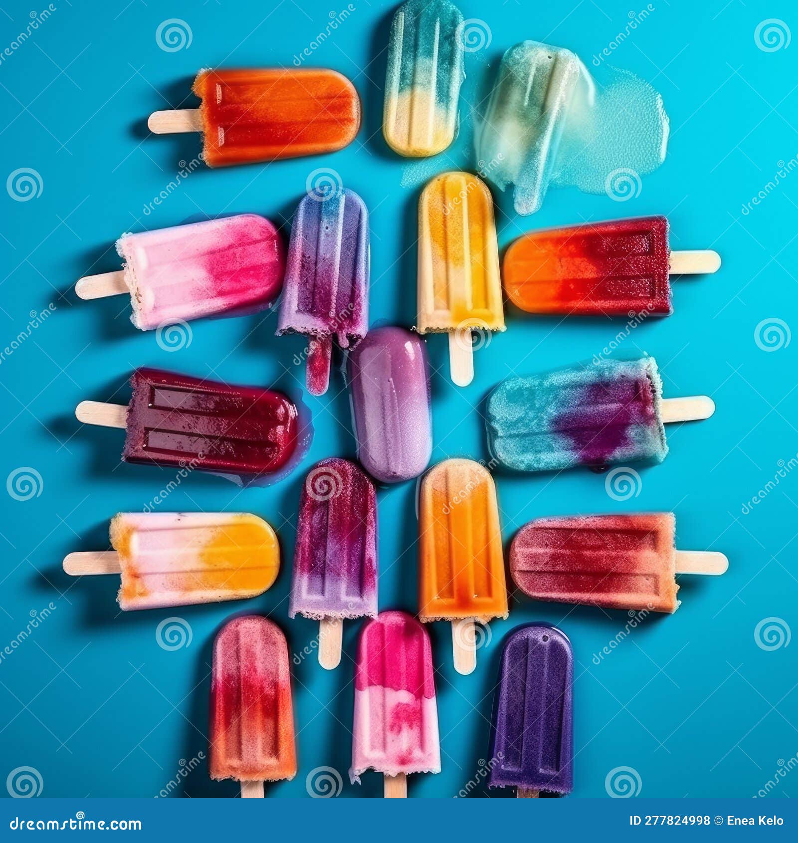 Colourful Popsicles on a Blue Background Stock Illustration ...