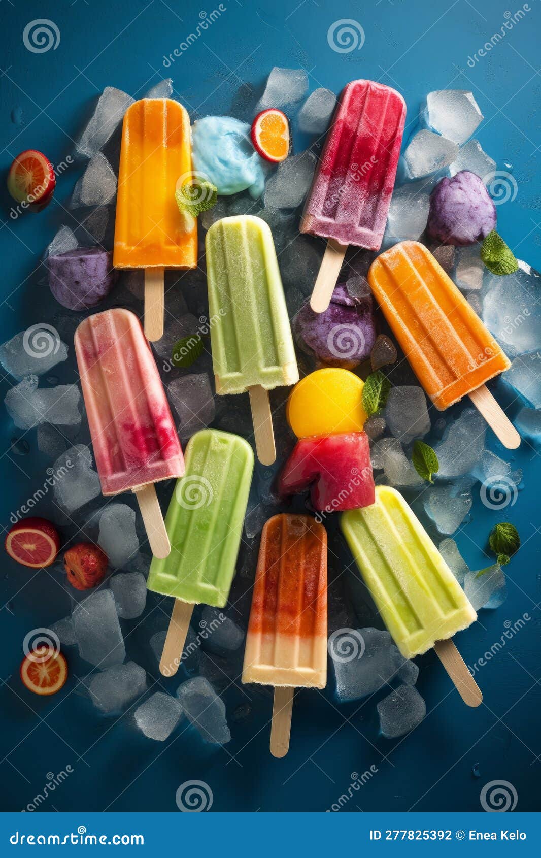 Colourful Popsicles on a Blue Background Stock Illustration ...