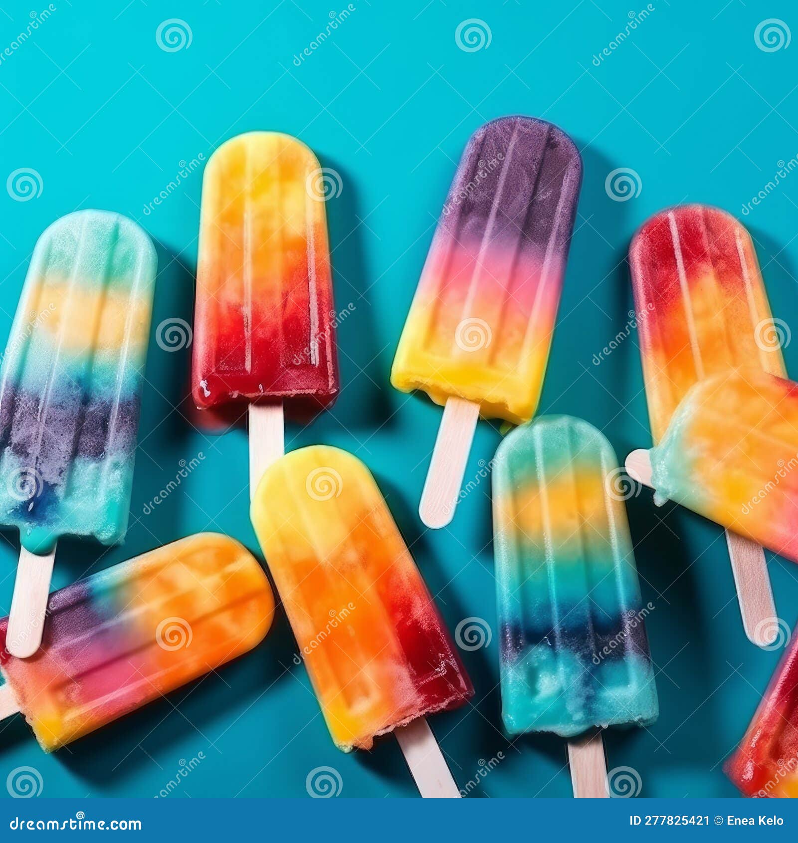Colourful Popsicles on a Blue Background Stock Illustration ...
