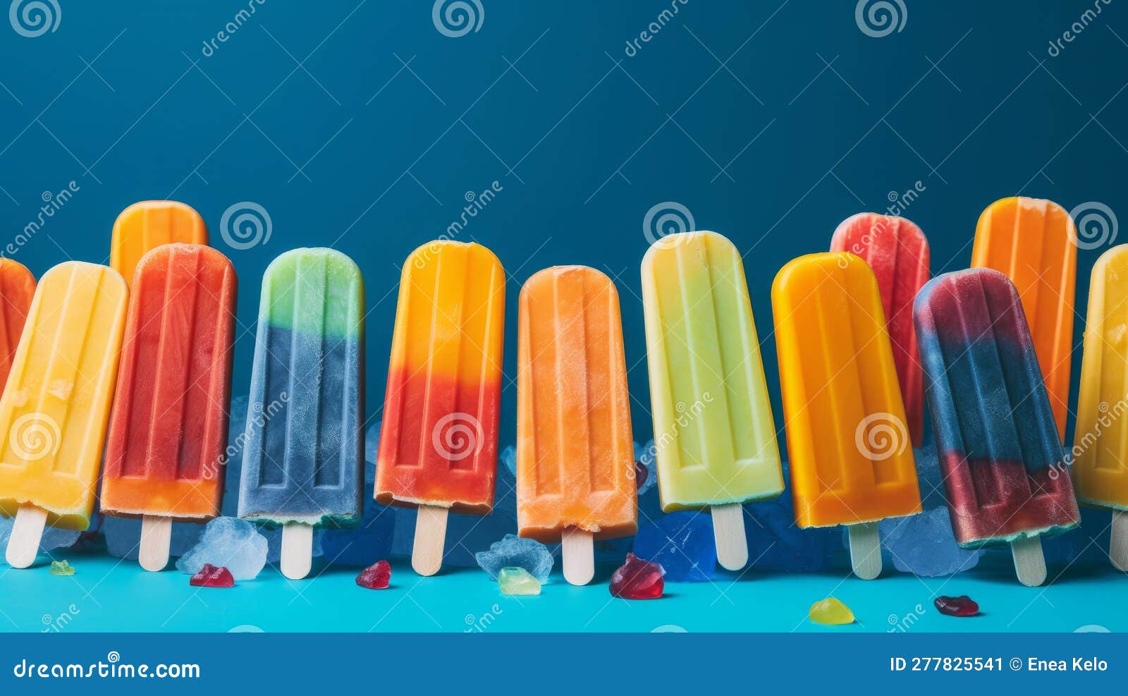 Colourful Popsicles on a Blue Background Stock Illustration ...