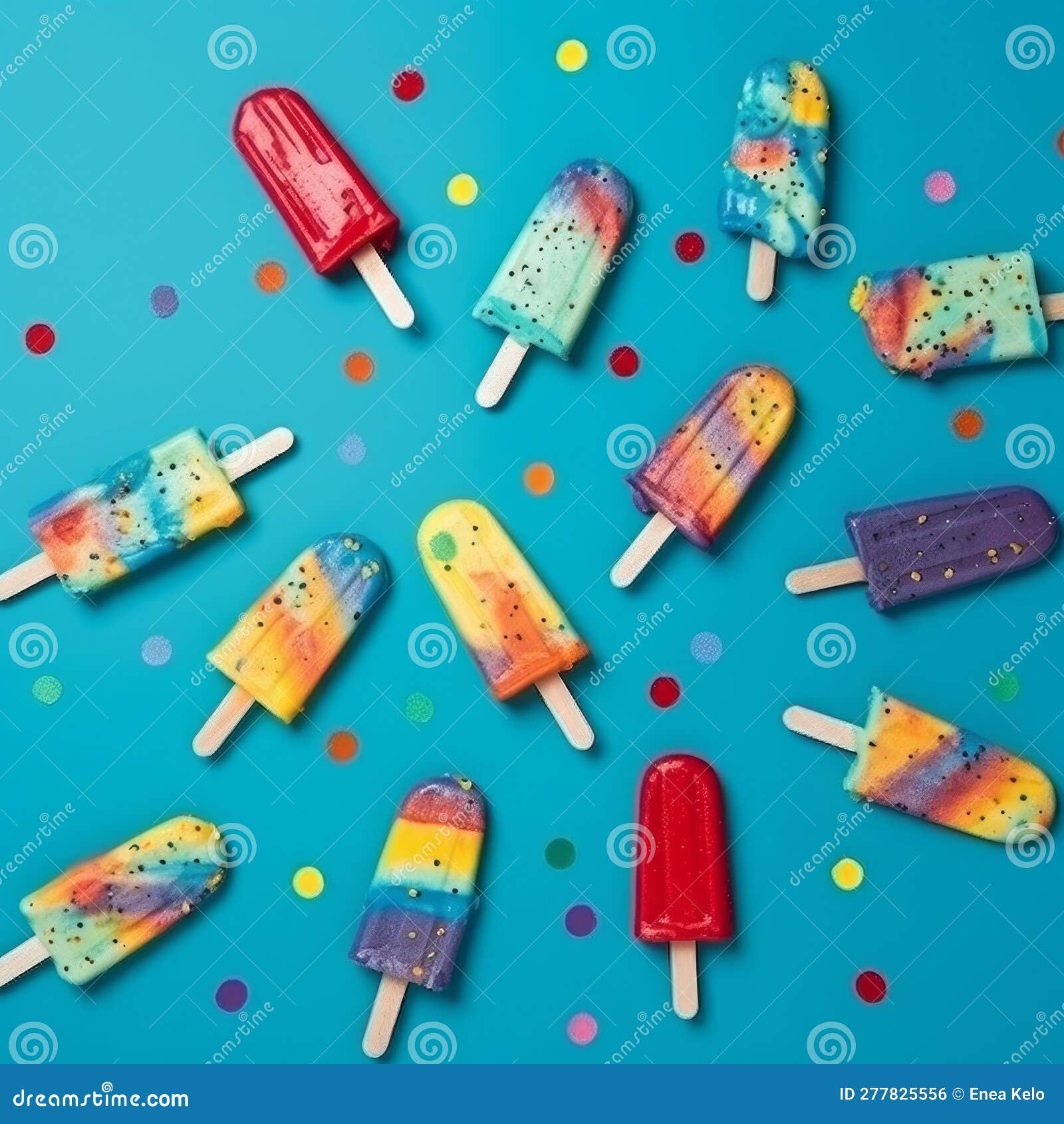 Colourful Popsicles on a Blue Background Stock Illustration ...