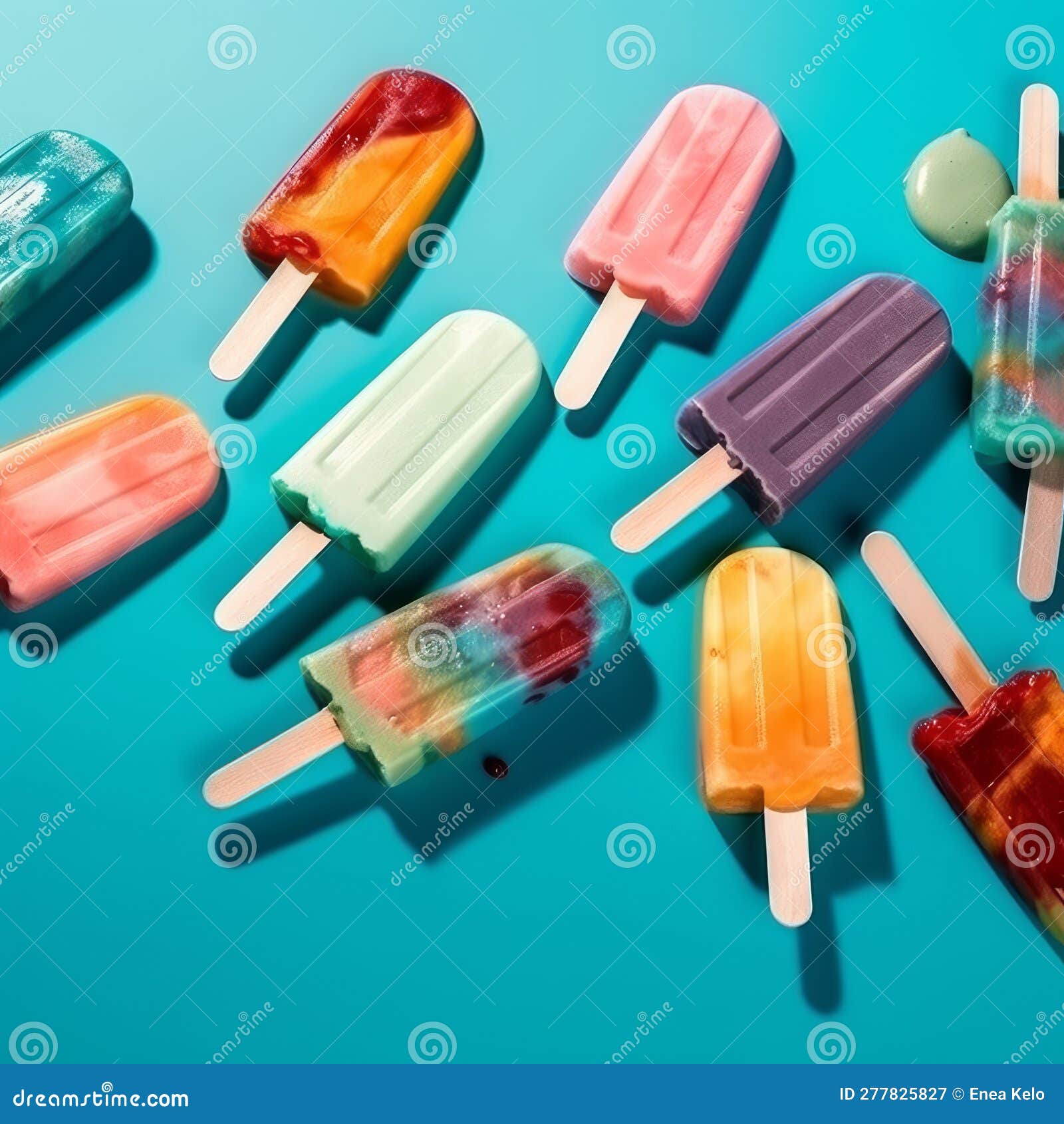 Colourful Popsicles on a Blue Background Stock Illustration ...