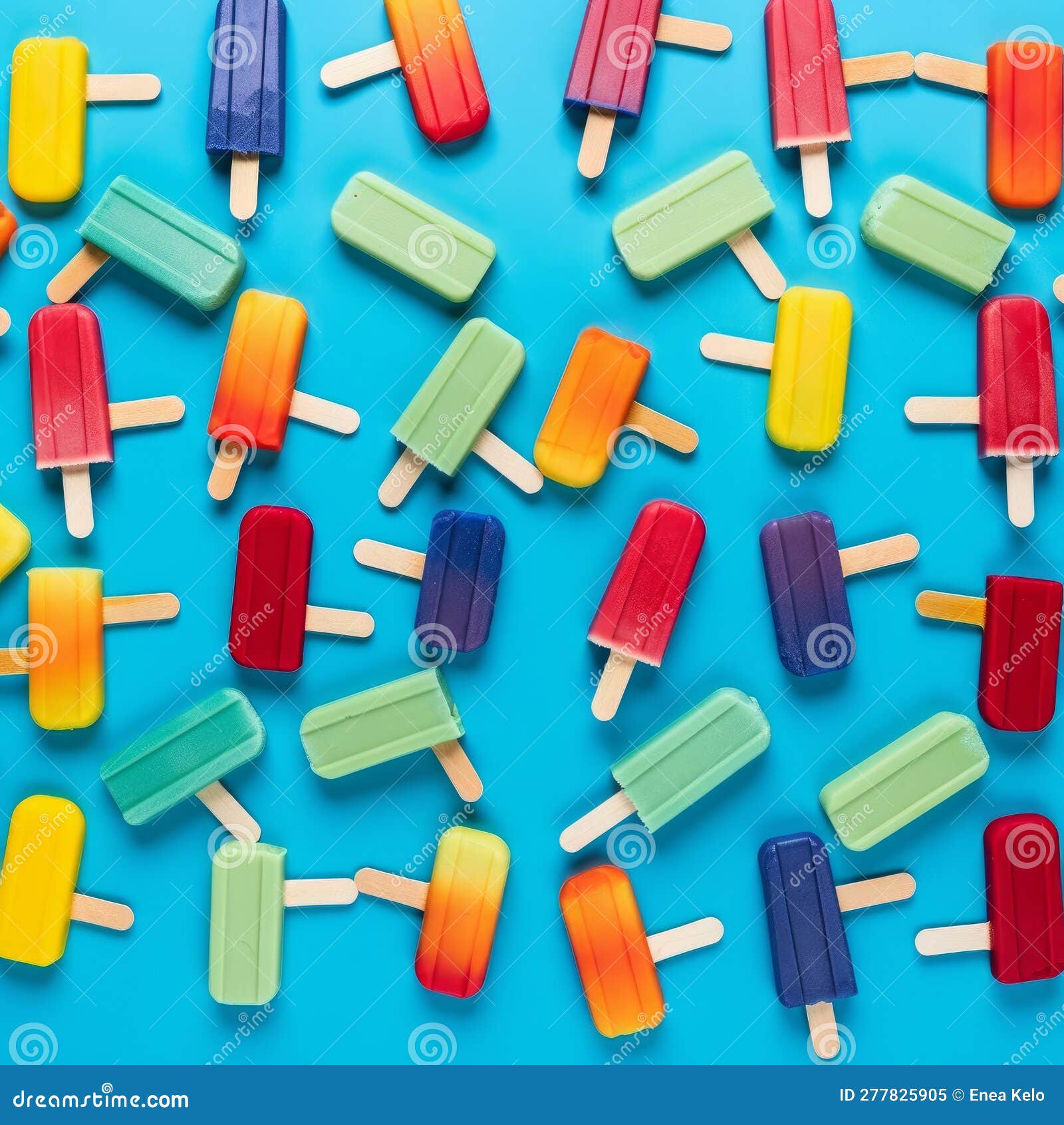 Colourful Popsicles on a Blue Background Stock Illustration ...