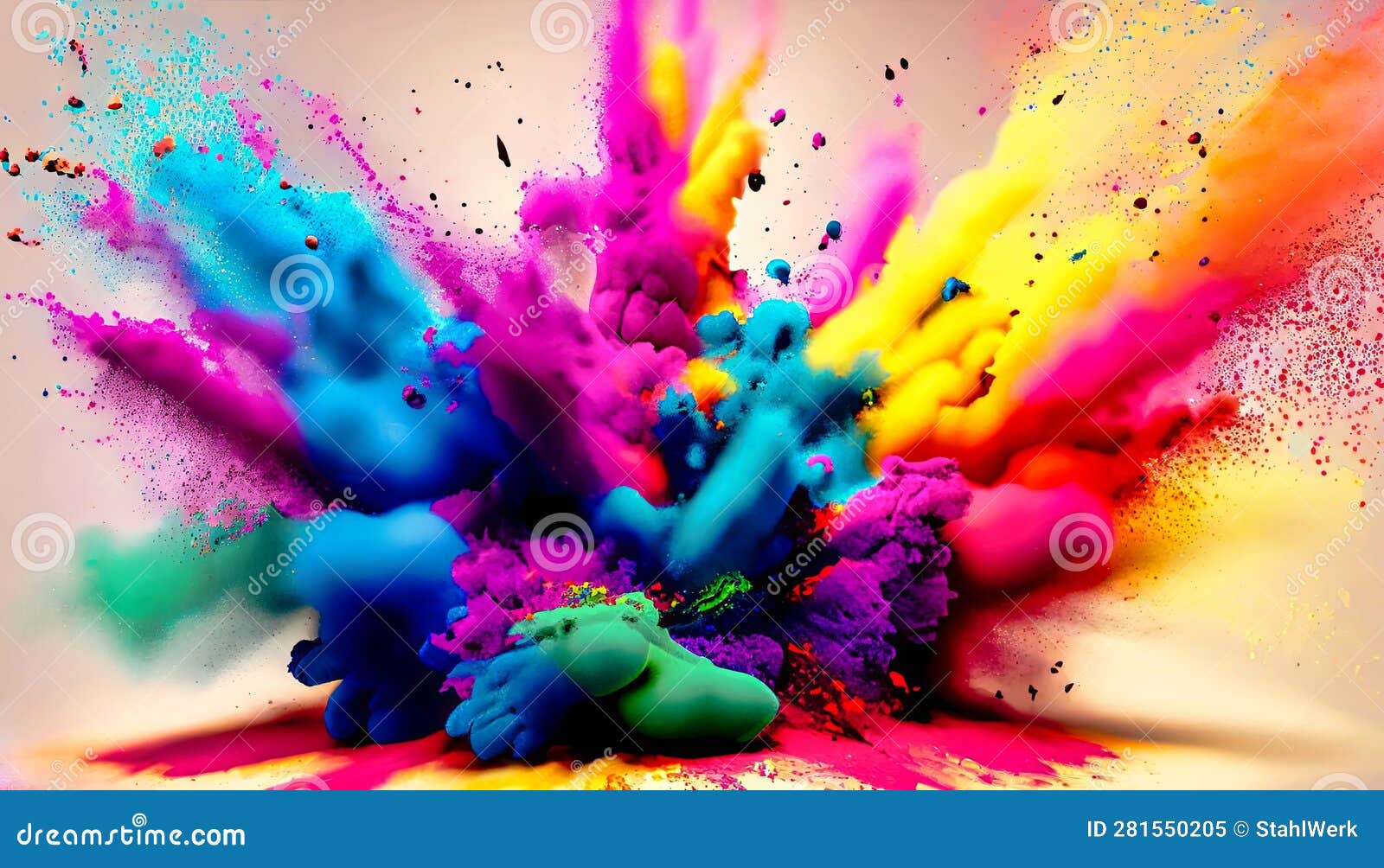 Colourful Powder Explosion on a White Background Stock Illustration ...