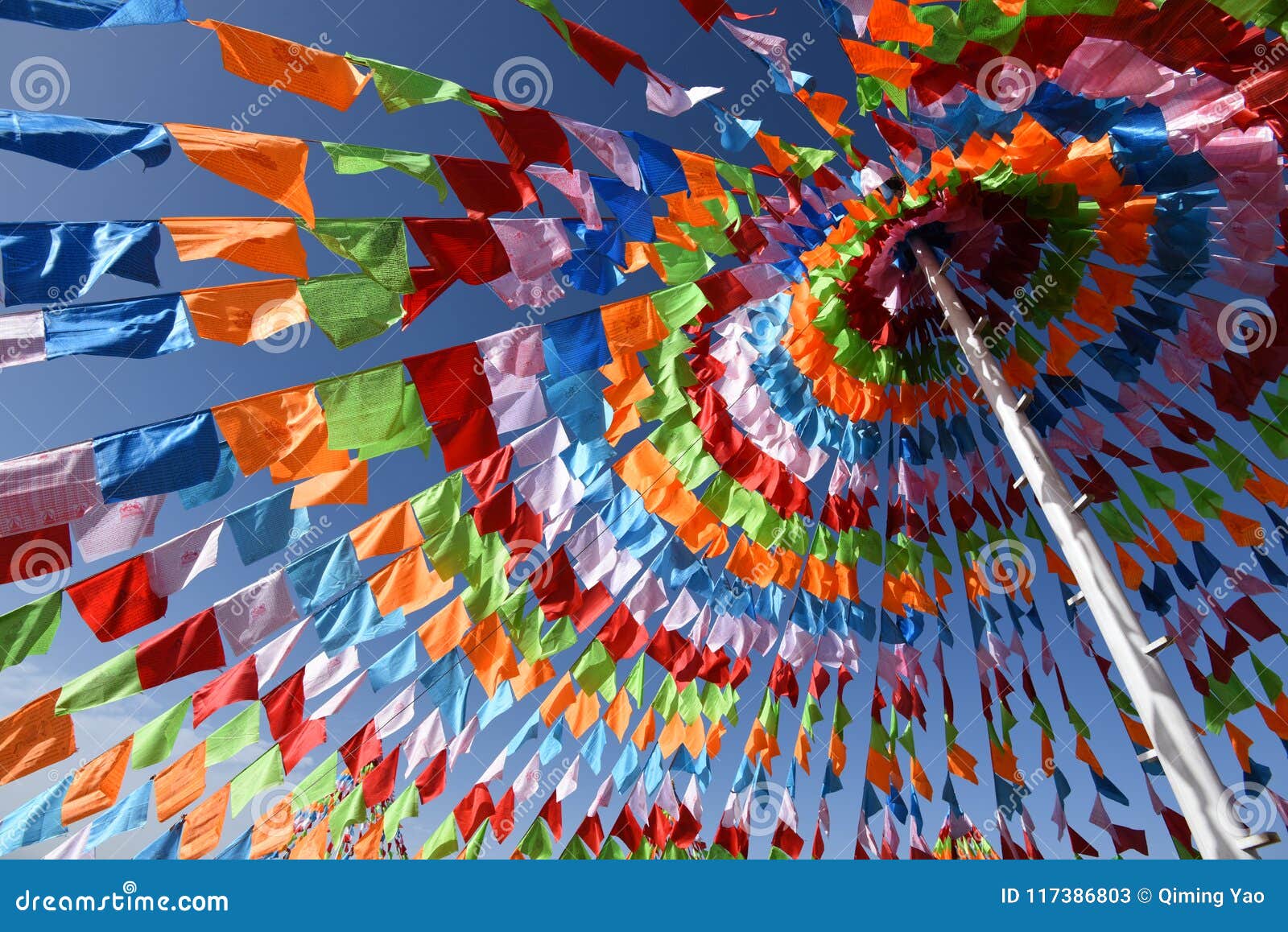 Colourful prayer flags stock image. Image of background - 117386803