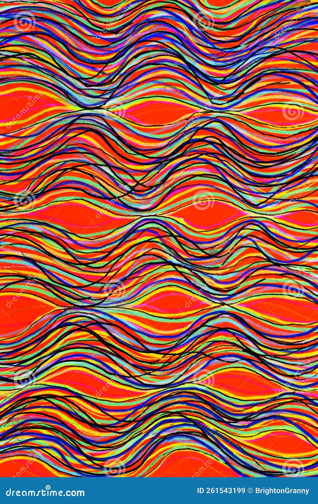 Colourful Quiggly Wavey Lines on an Orange Background. Stock ... Colourful Quiggly Wavey Lines on an Orange Background. Stock ...
