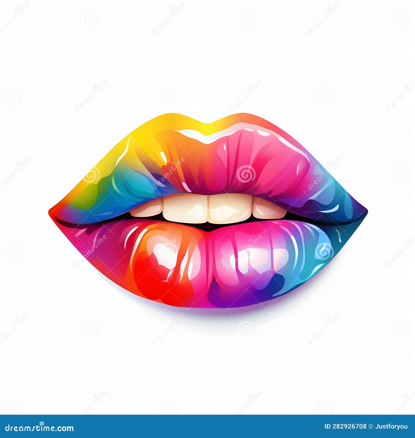 Colourful Rainbow Lip Icon on White Background. Generative Ai Stock ...
