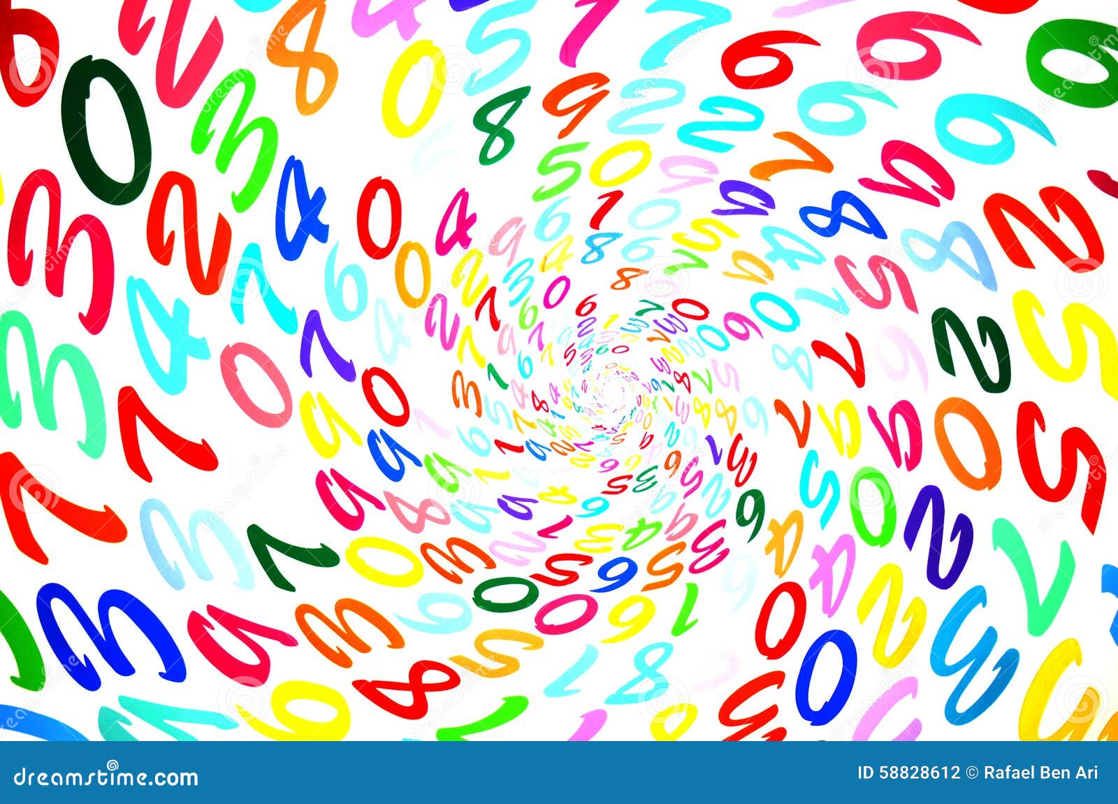 Colourful Random Numbers in a Spiral Shape Stock Photo - Image of math ...