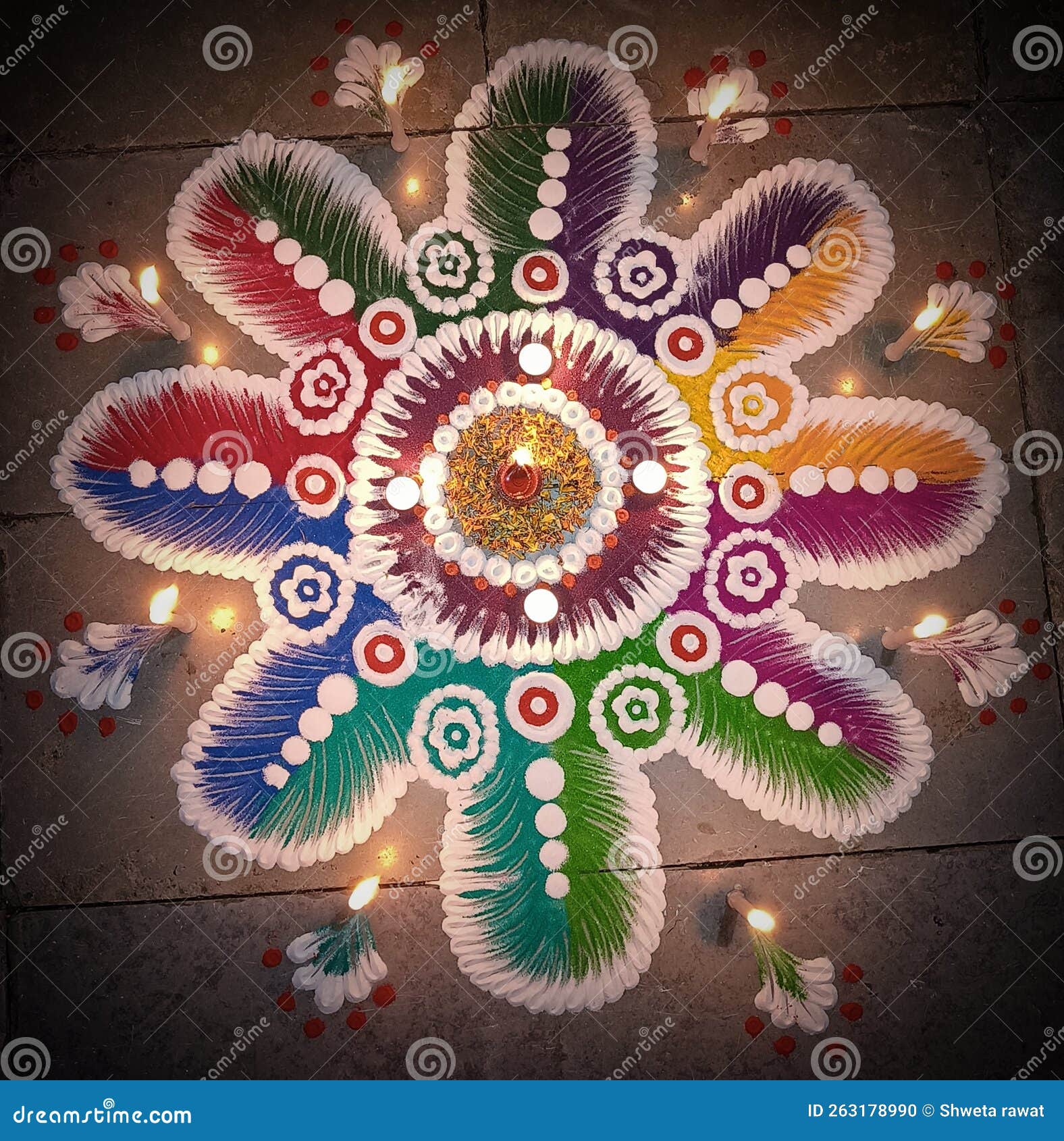 Colourful Rangoli.... Creativity Stock Photo - Image of colours, candle ...
