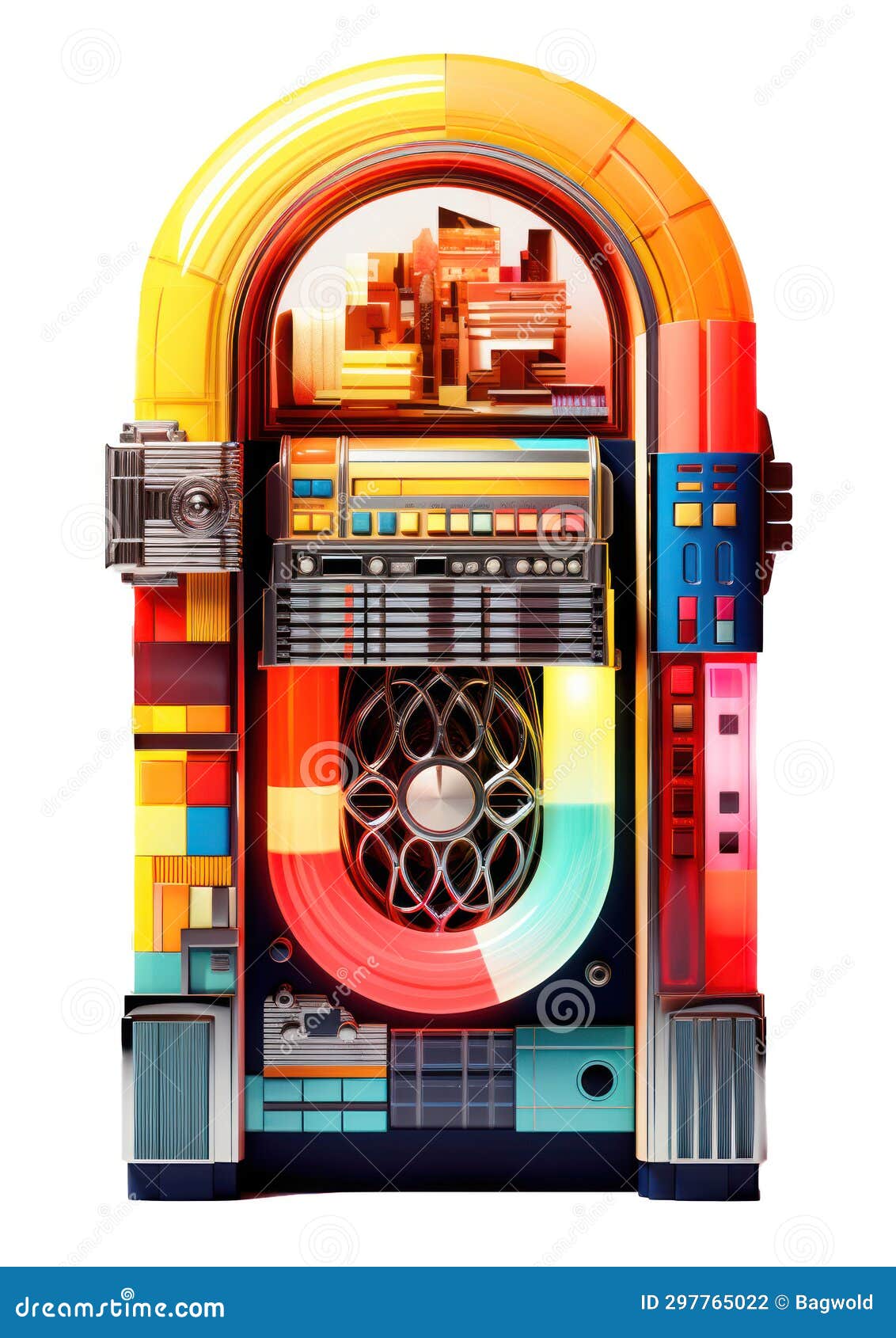 Colourful Retro Jukebox Illustration Stock Illustration - Illustration ...