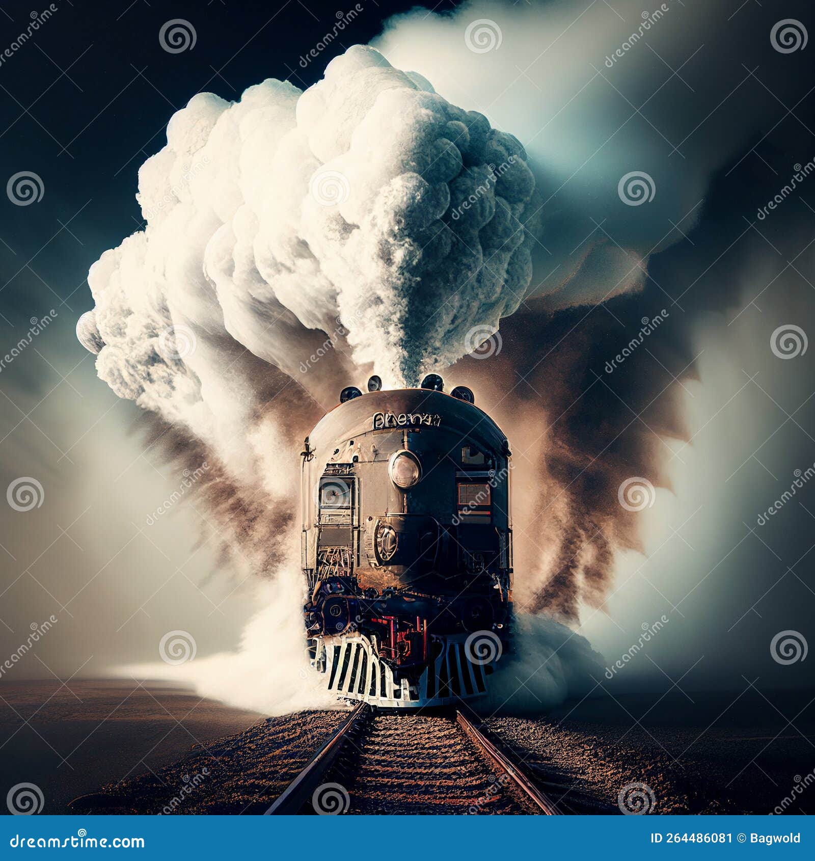 Colourful Retro Steam Train Thunders Down a Deserted Track Generative ... Colourful Retro Steam Train Thunders Down a Deserted Track Generative ...