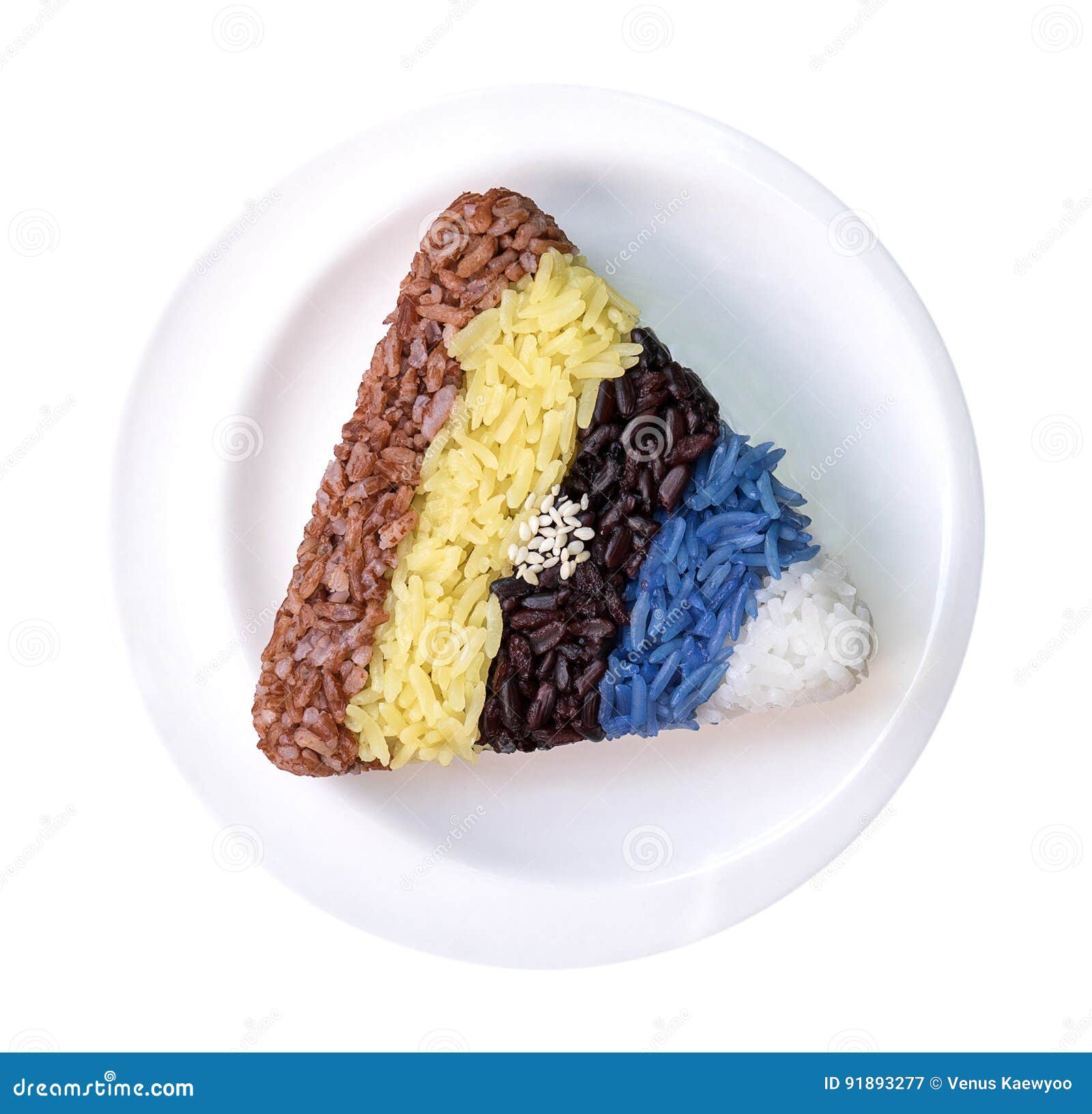 Colourful Rice Triangle Shape in Ceremic Dish Isolated on White Stock ...