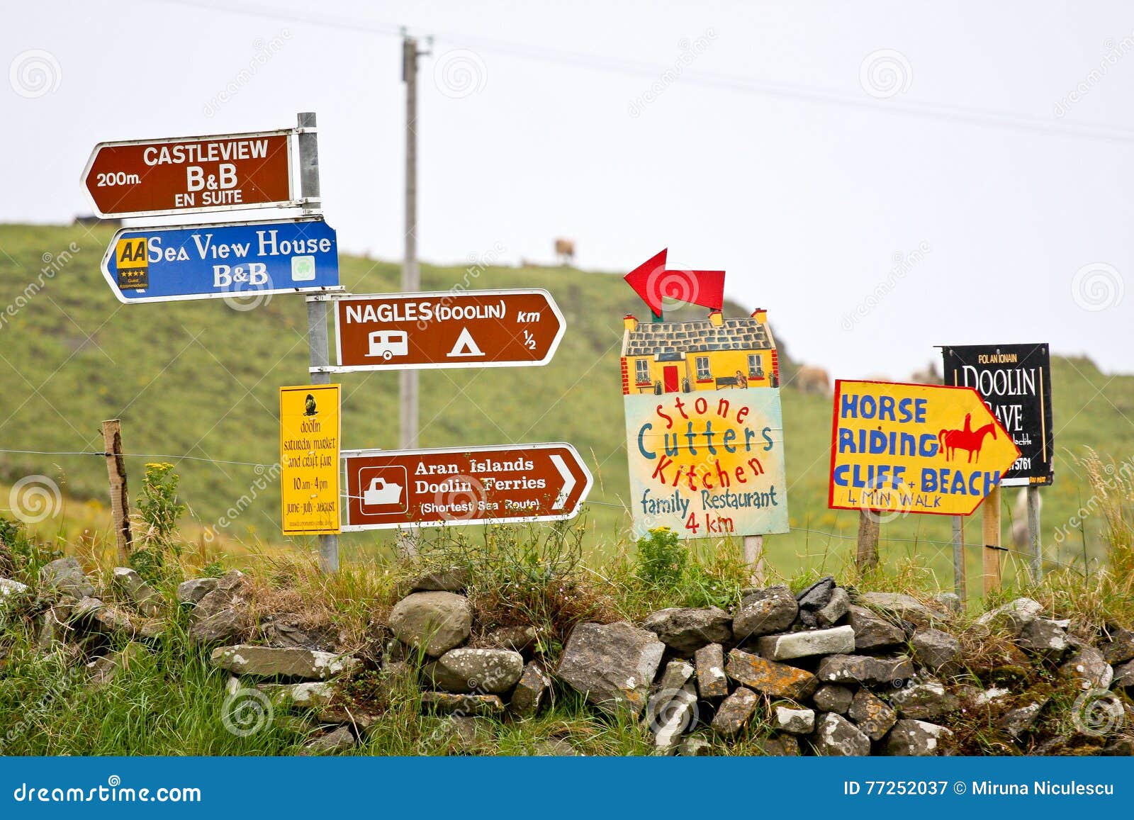 Colourful Road Signs, Doolin, Ireland Editorial Photography - Image of ...