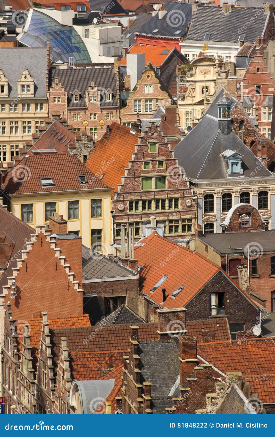 Colourful Rooftops. Ghent. Belgium Stock Photo - Image of front ...