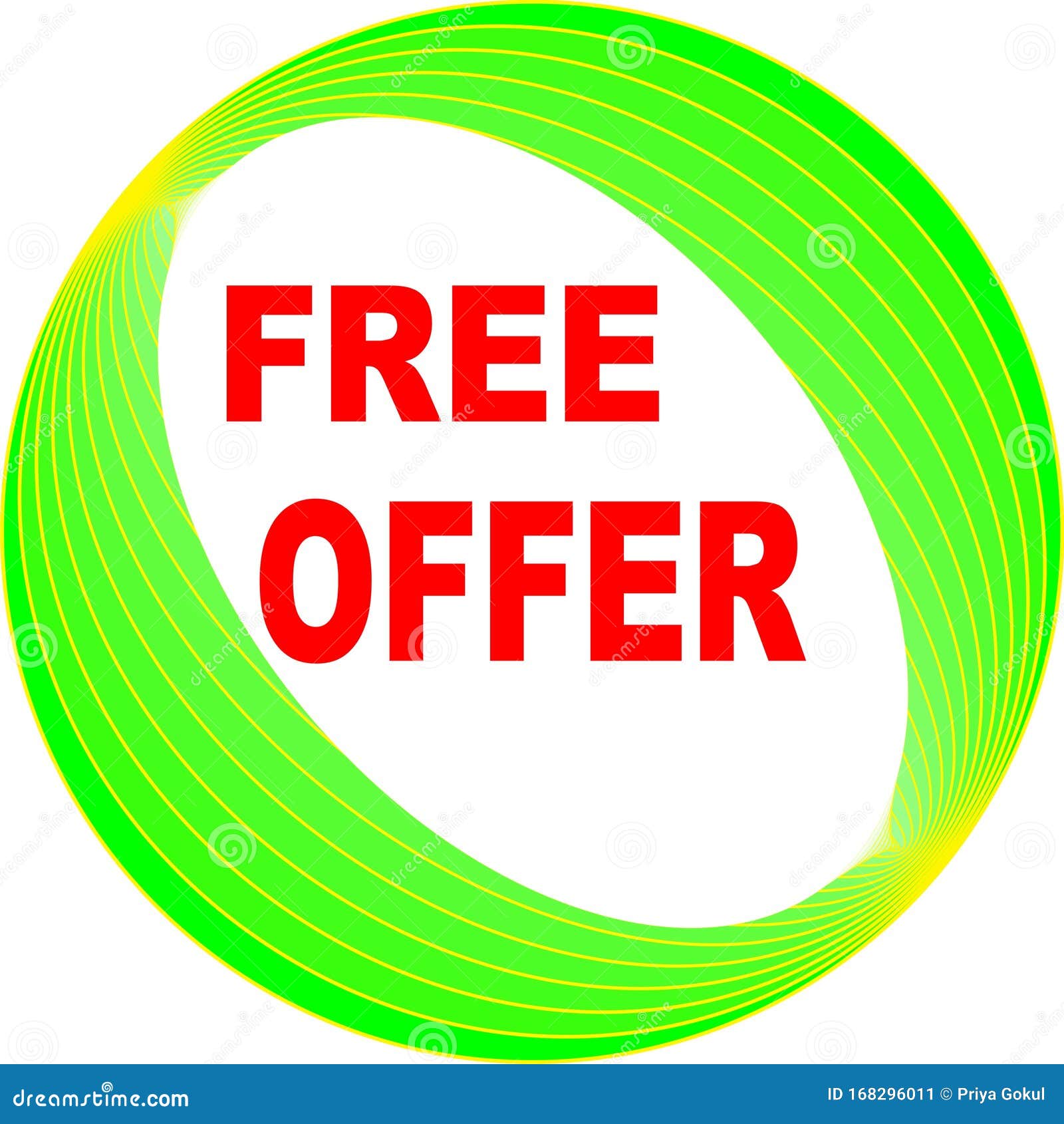 Colourful Round Shape with Text Free Offer Inside Illustration 库存例证 ...