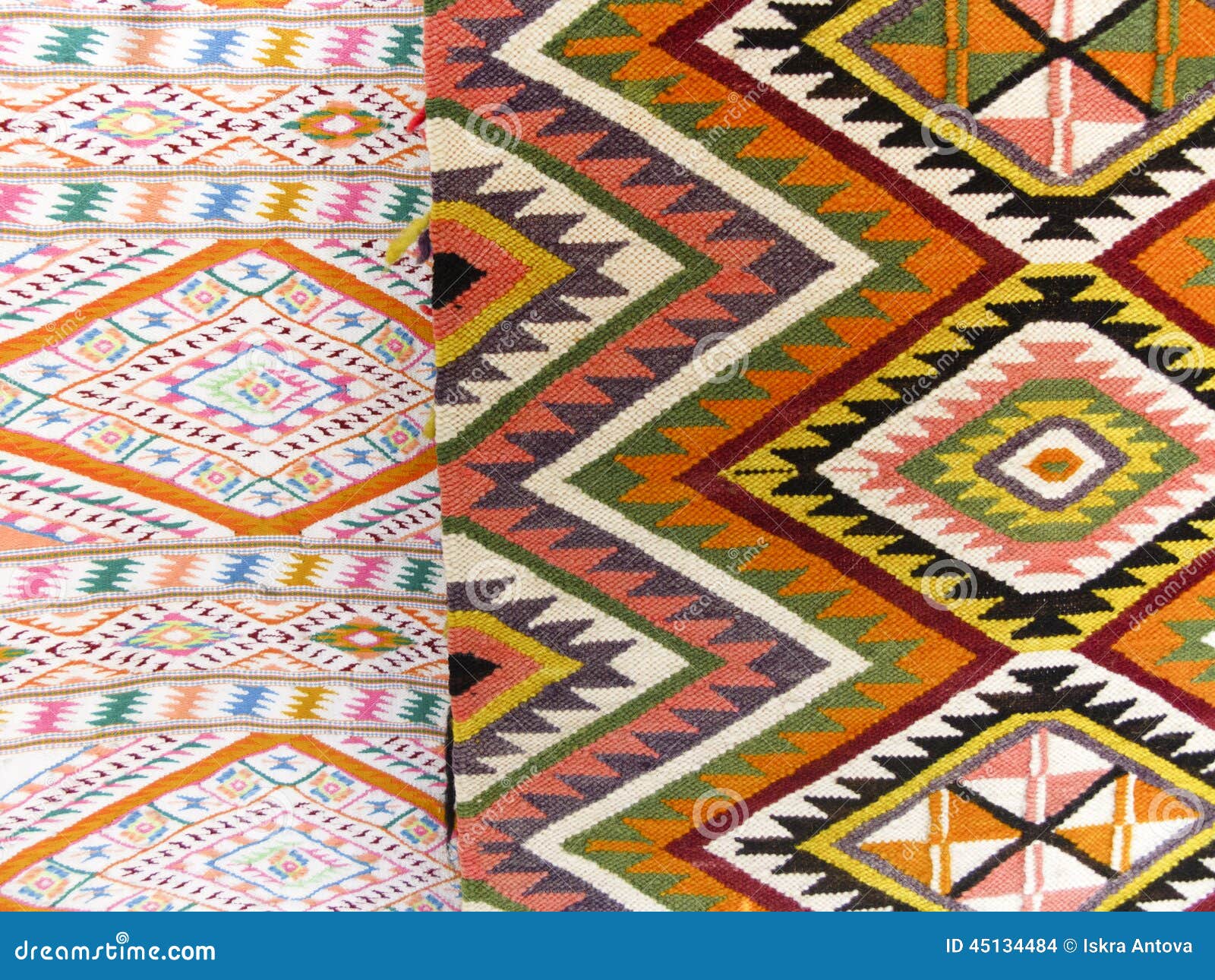 Colourful Rug Background Divided into Two Sections Stock Photo - Image ...