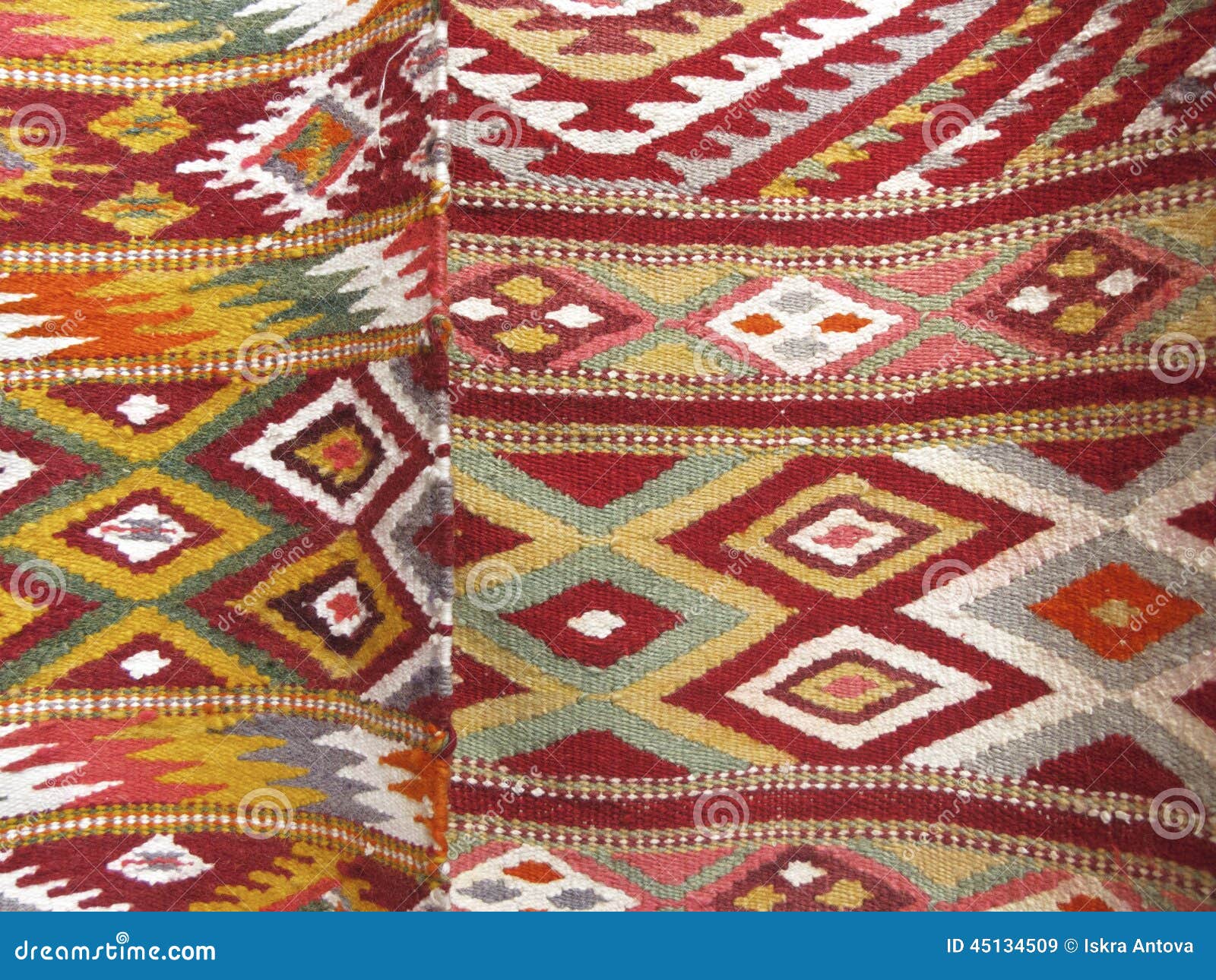 Colourful Rug Background Divided into Two Sections Stock Image - Image ...