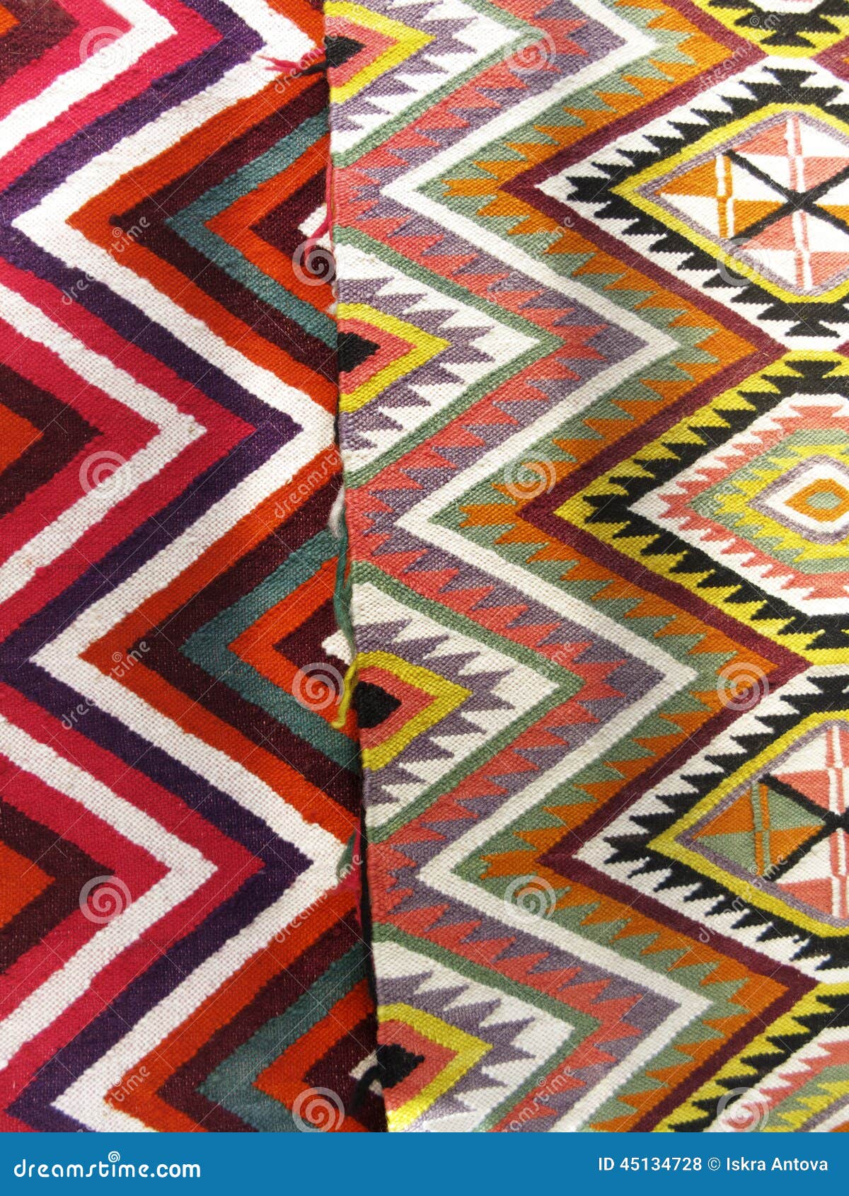 Colourful Rug Background Divided into Two Sections Stock Photo - Image ...