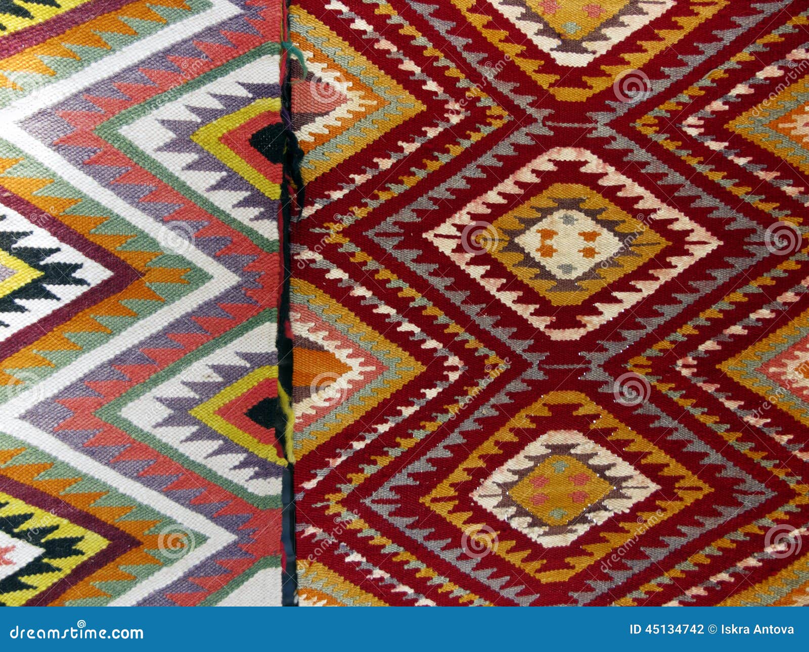 Colourful Rug Background Divided into Two Sections Stock Photo - Image ...