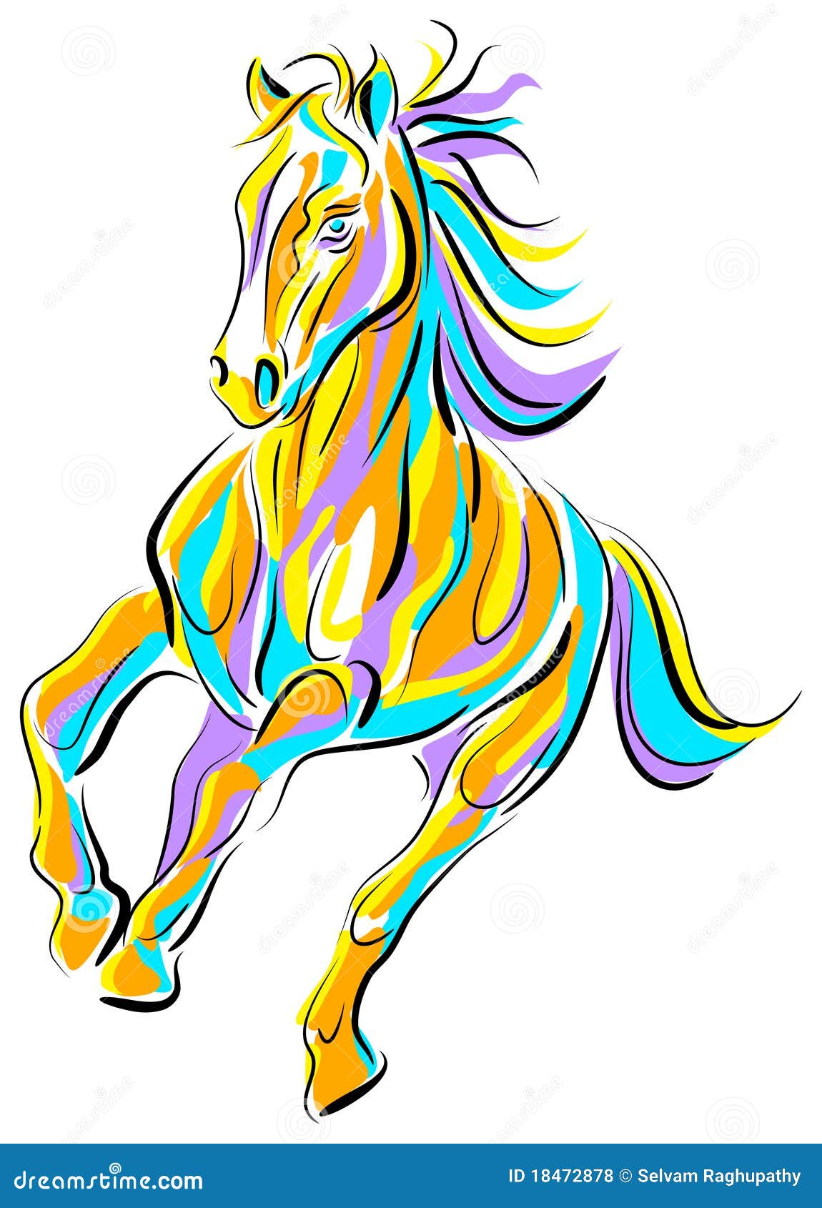 Running Horse. Black Stallion Side View. Isolated Vector Simple Image ...