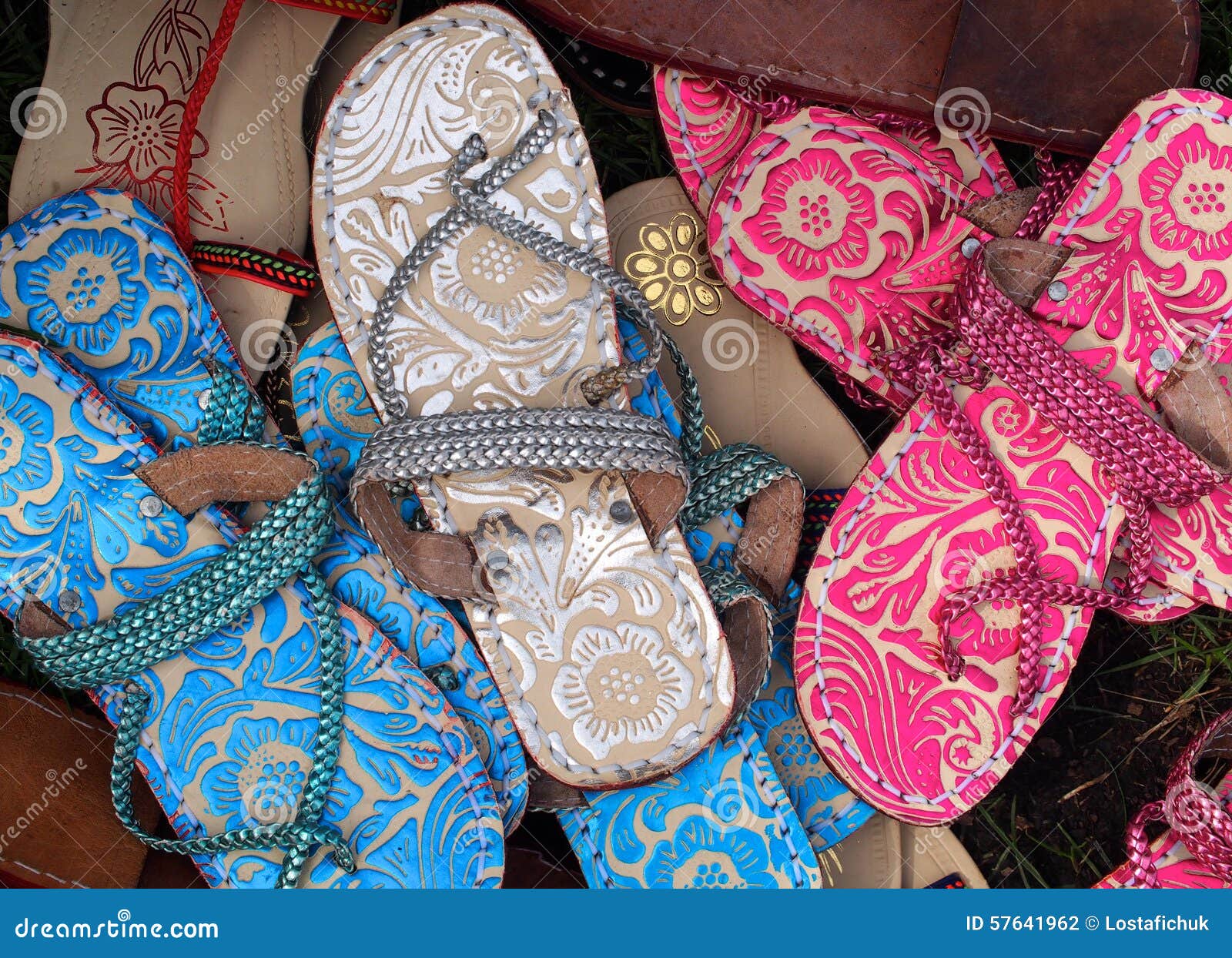 Colourful Sandals stock photo. Image of colourful, summer - 57641962
