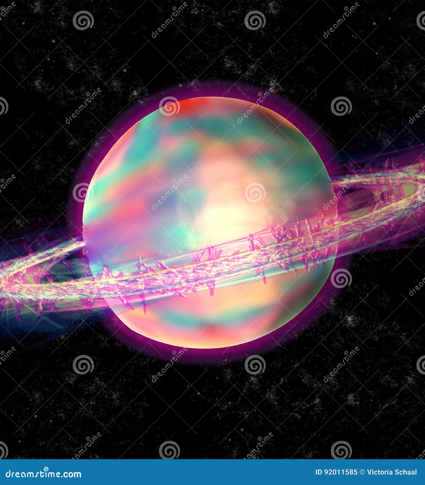 Colourful Saturn in space stock illustration. Illustration of artistic ...