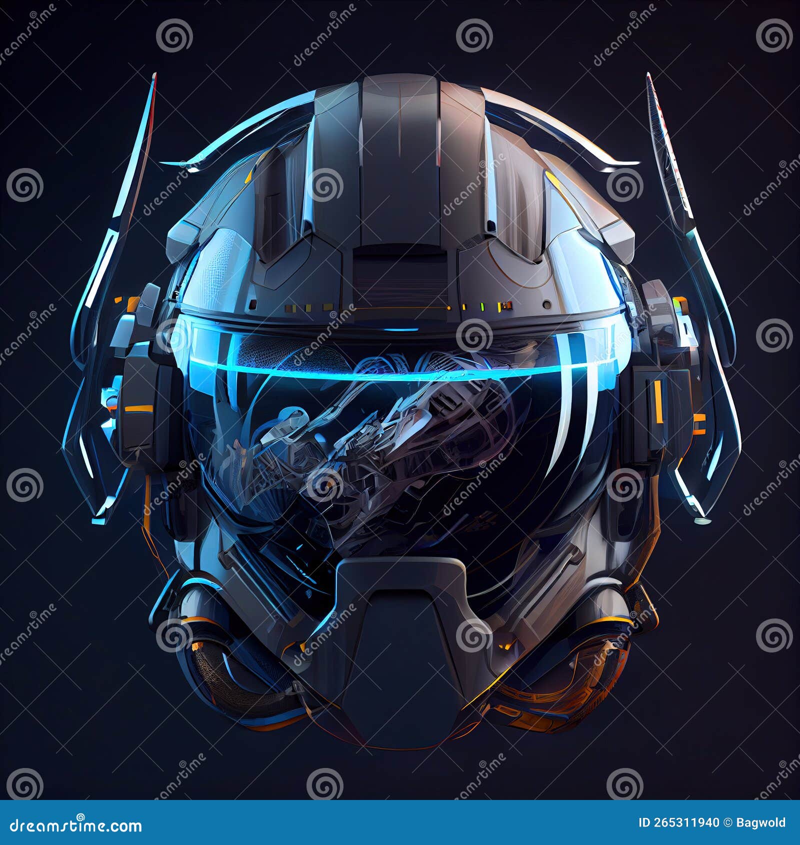 Colourful Sci-Fi Helmet HUD - Generative AI Illustration Stock ...