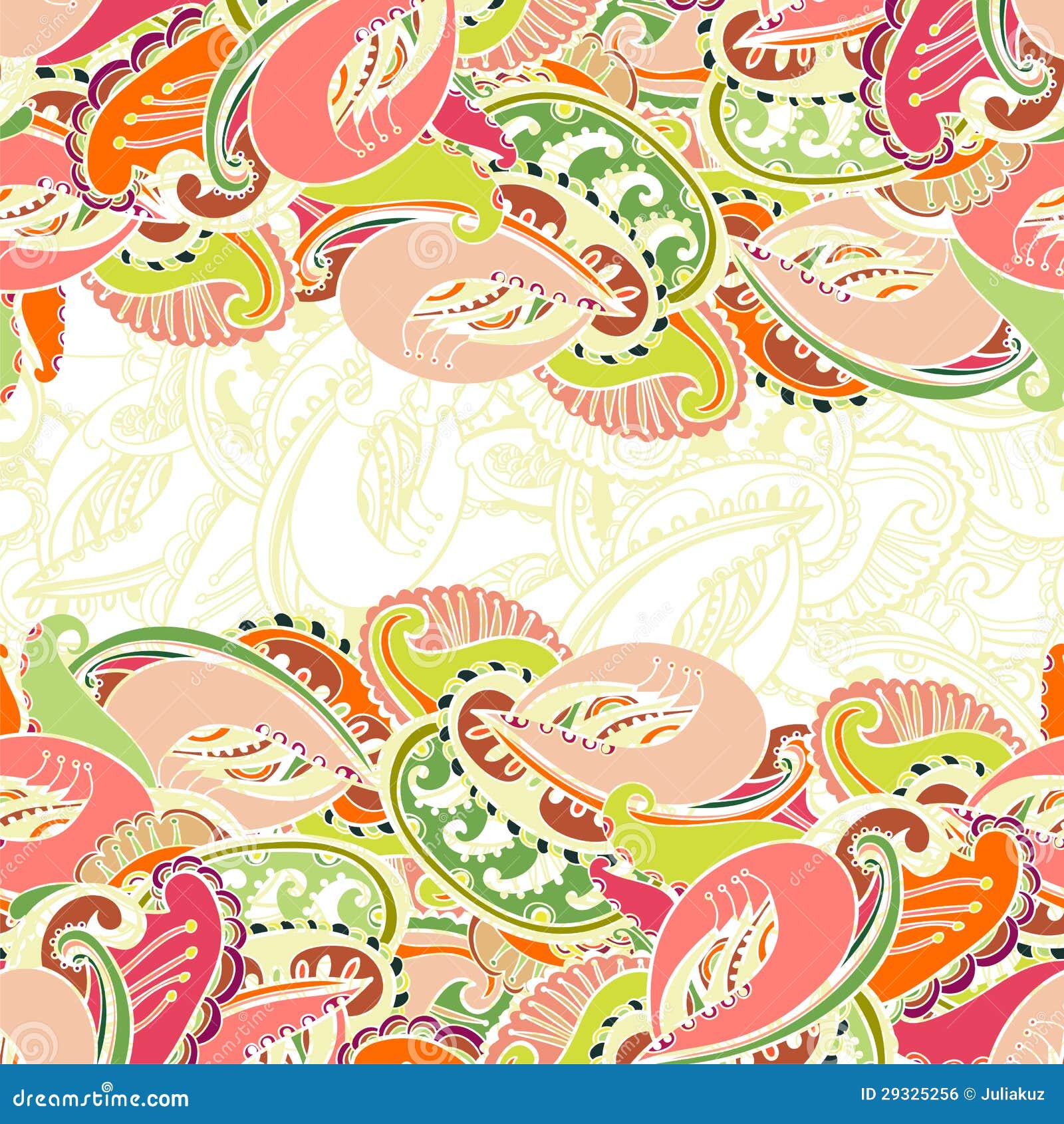 Colourful Seamless Indian Paisley Border Stock Vector - Illustration of ...