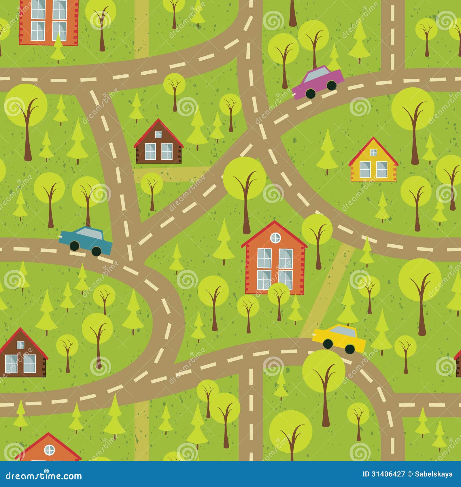 Colourful Seamless Pattern with Streets and Roads Stock Vector ...