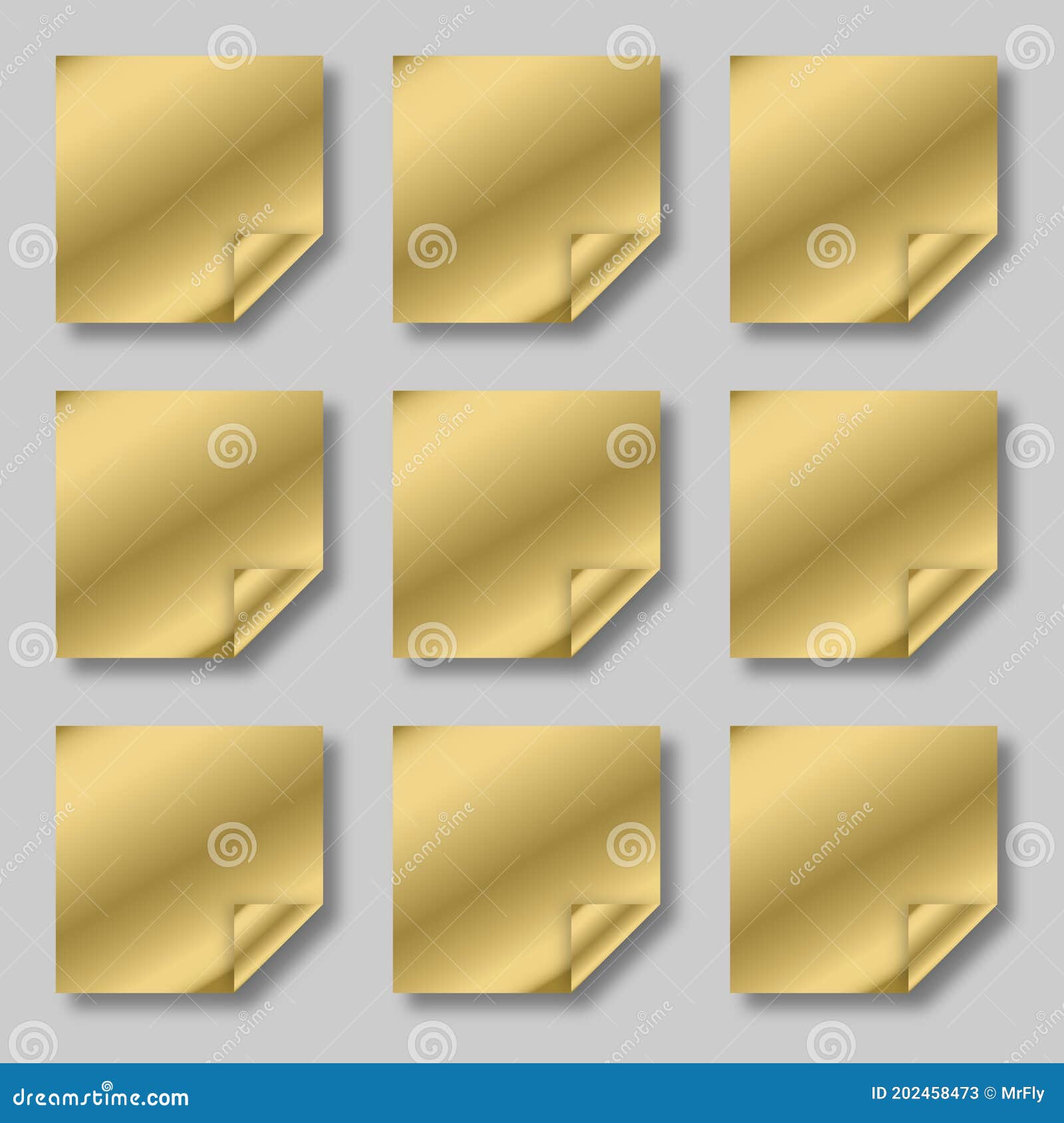 Gold Foil Set of Post-it Notes, Vector Illustration Stock Vector ...