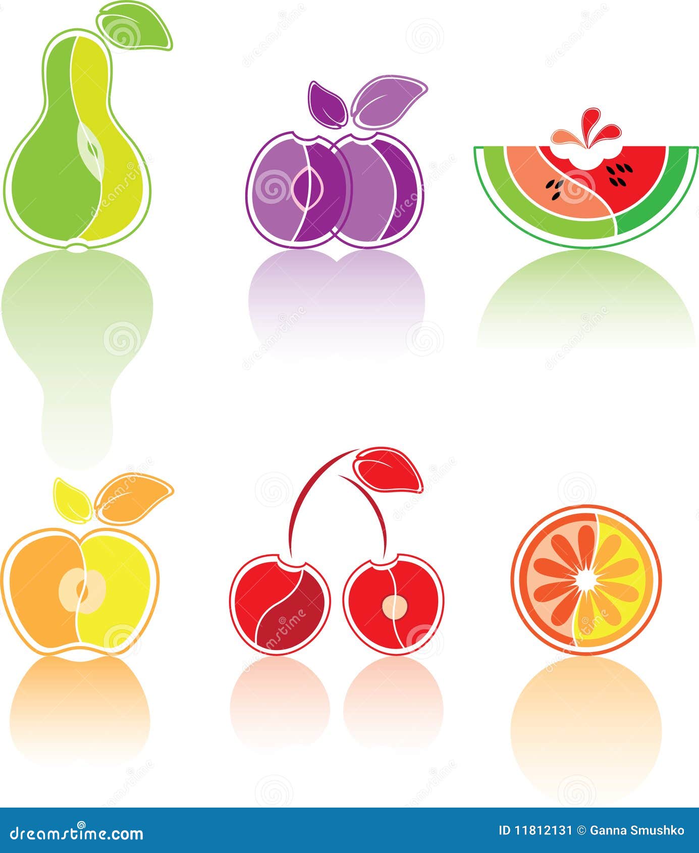 Colourful Set from the Stylised Fruit Stock Vector - Illustration of ...