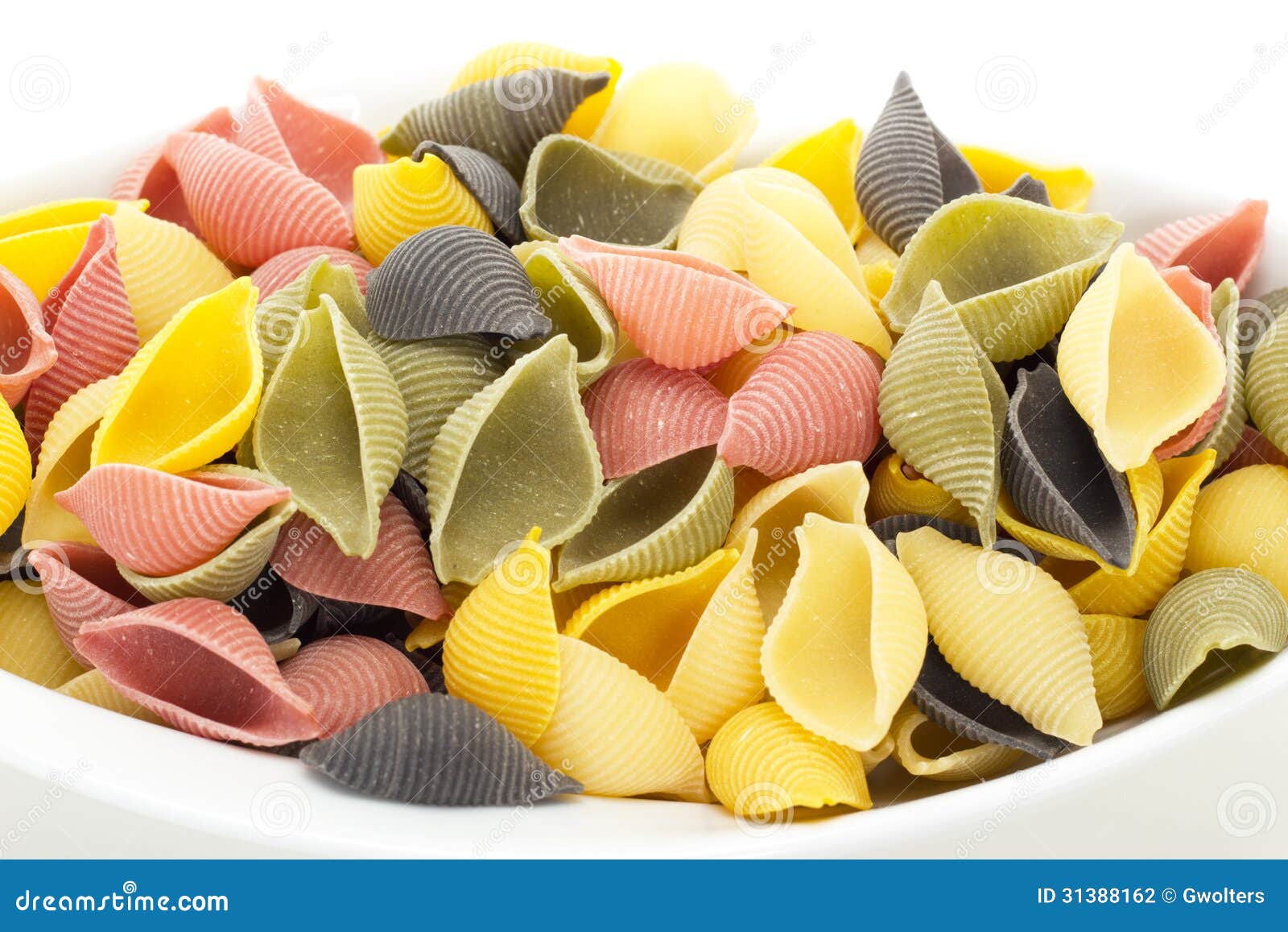 Colourful shell noodles stock photo. Image of gluten - 31388162