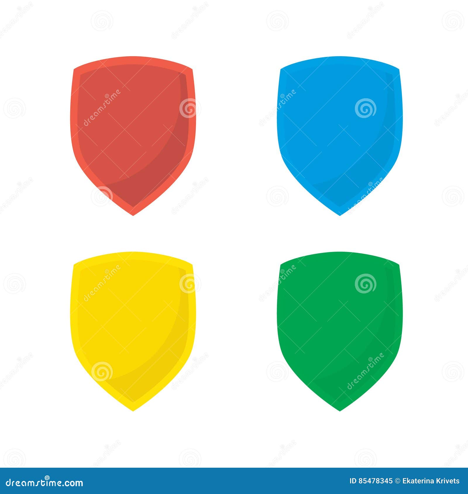 Colourful Shields Isolated. Flat Design Stock Illustration ...